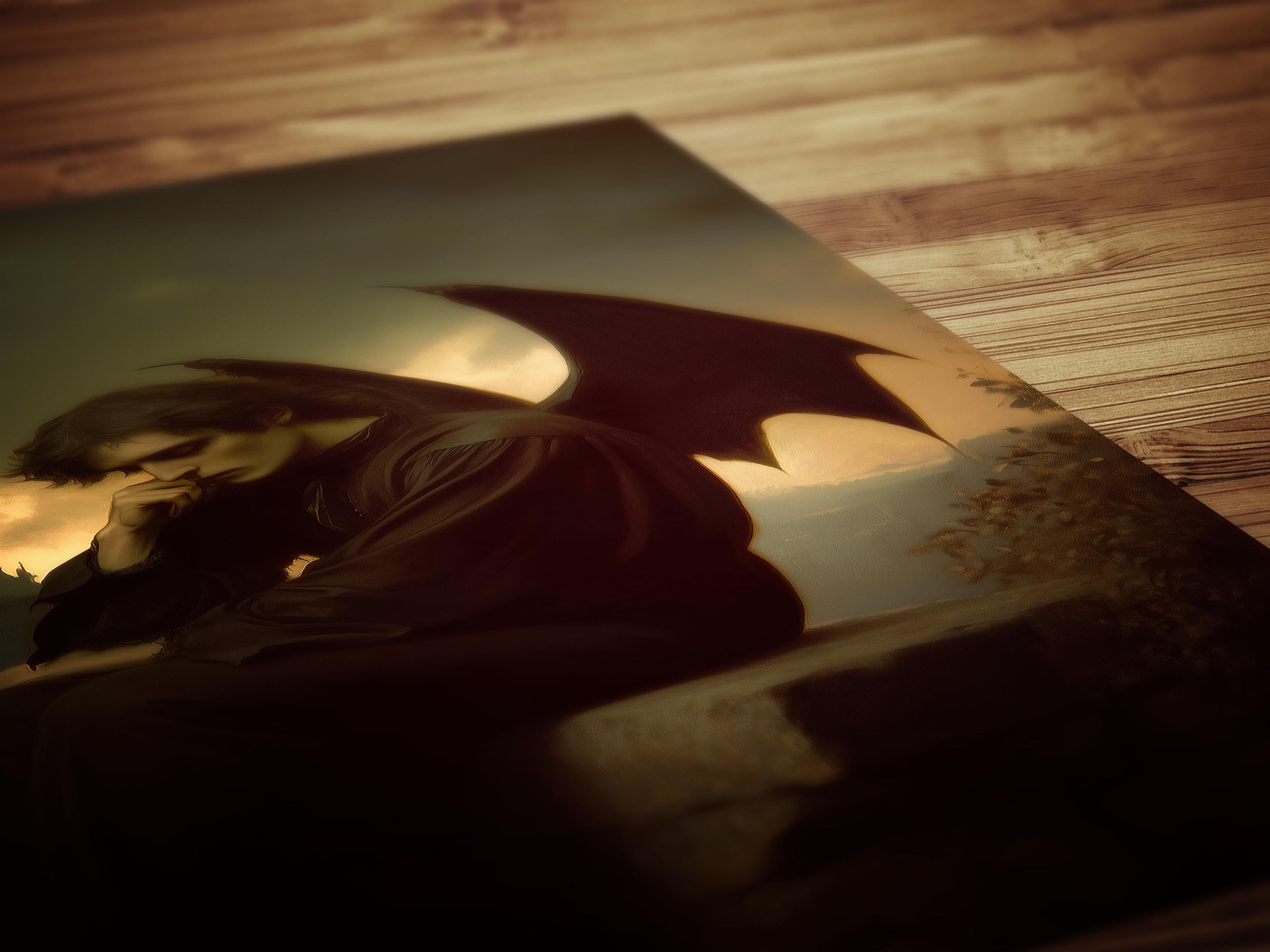 The Fallen Angel, Gothic Moody Vintage Poster, Art Poster Print, Dark ...