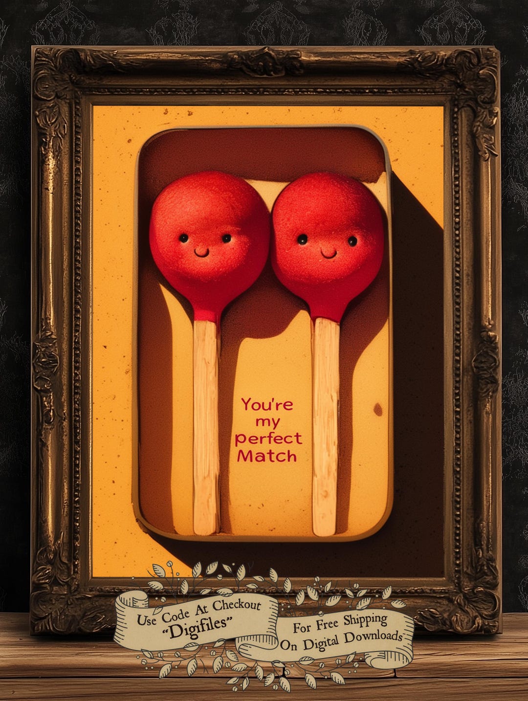 The Perfect Match, Cute Matchstick Couple Gift, Romantic Anniversary ...