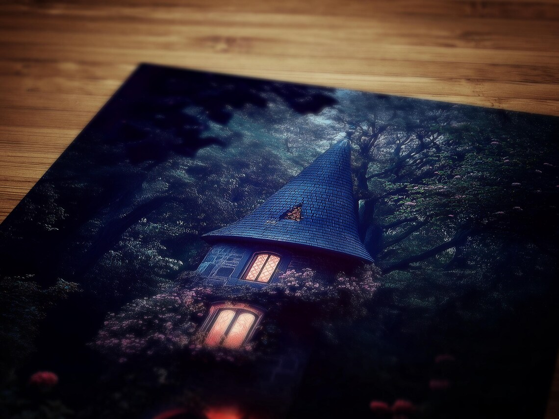 Enchanted Cottage Wall Art, Dark Fairytale Cottage Print, Whimsigoth ...