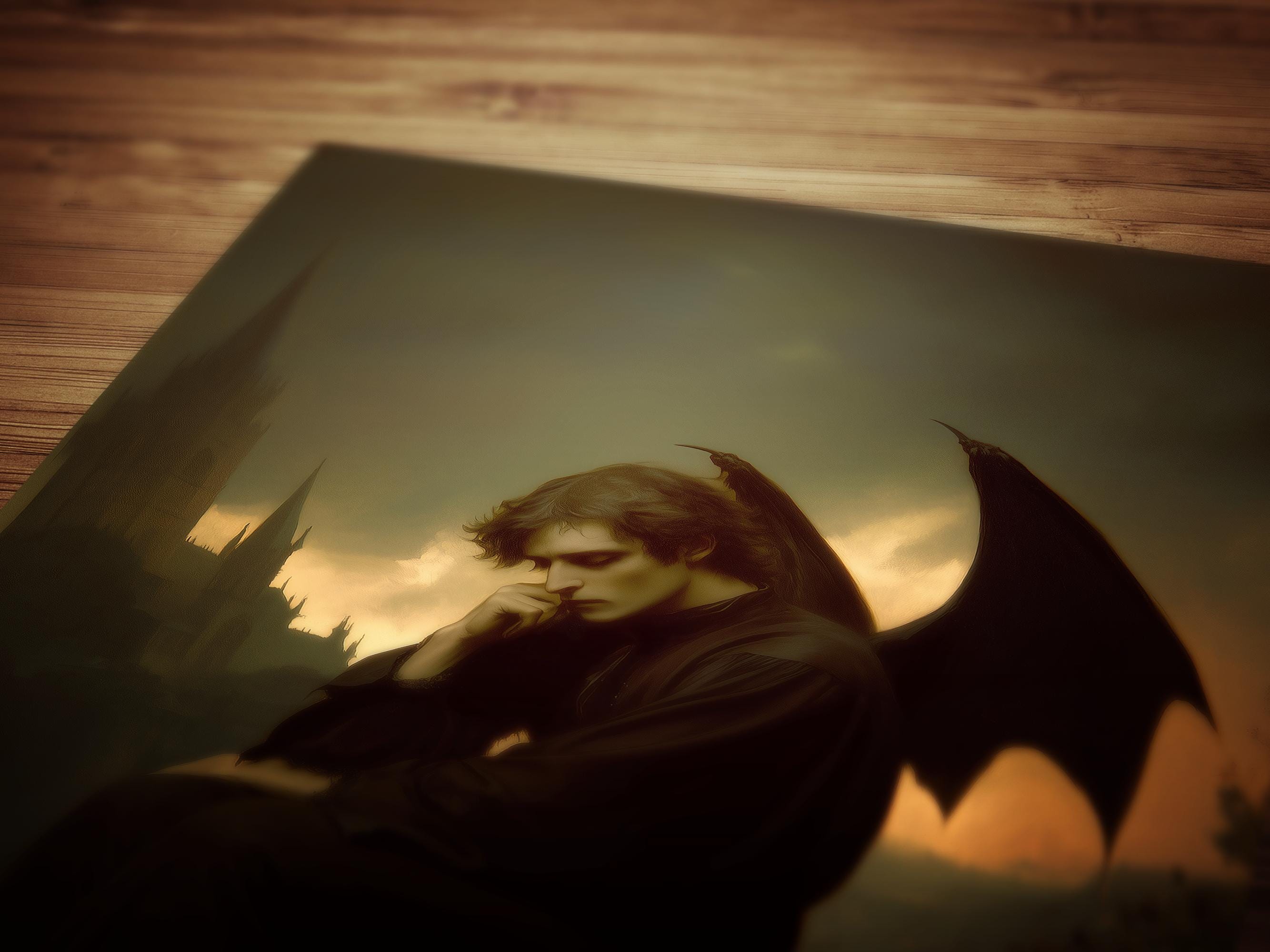 The Fallen Angel, Gothic Moody Vintage Poster, Art Poster Print, Dark ...