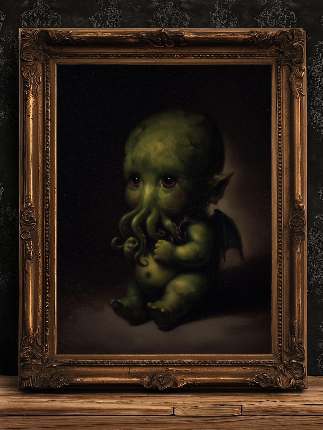 Chibi Baby Cthulhu Wall Art, Goth Baby Nursery Decor, Cute Horror Print ...