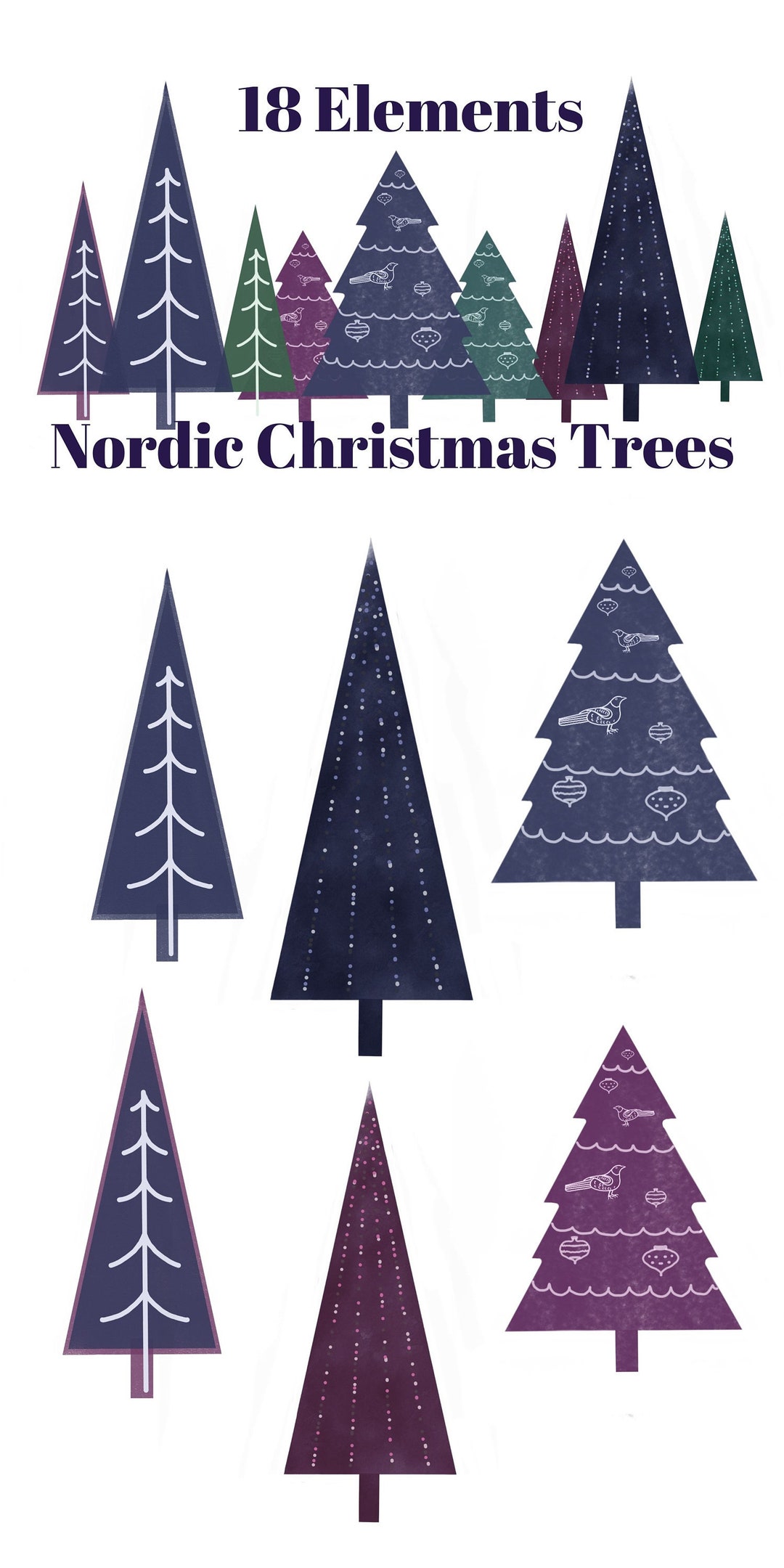 Instant Download, Nordic Christmas Tree Clipart,christmas Tree Clipart ...