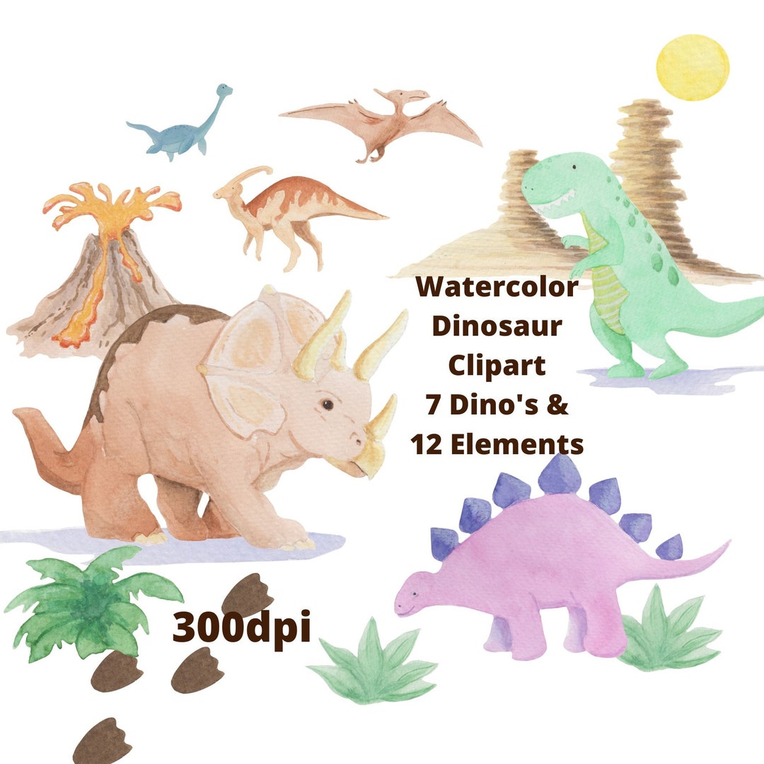 Watercolor Dinosaur Clipart, Dinosaur, Clipart, Cute Dinosaur ...