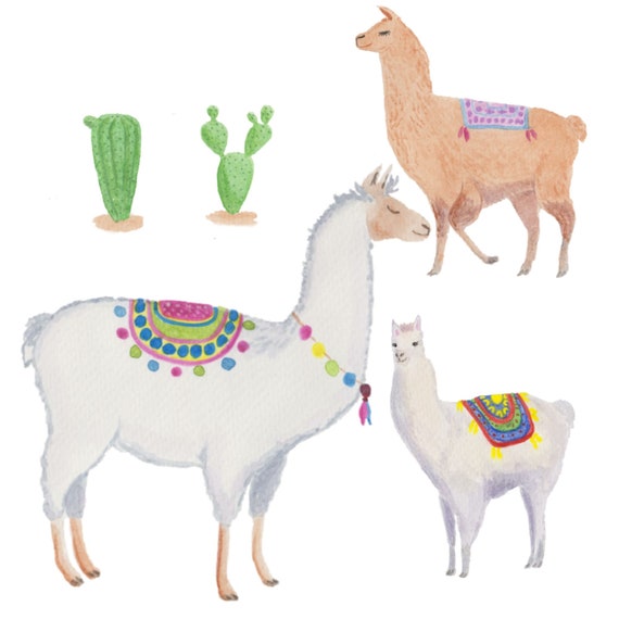 Clip Art WC18 Watercolor Hand Paint Llama ClipArt Watercolor Llama ...