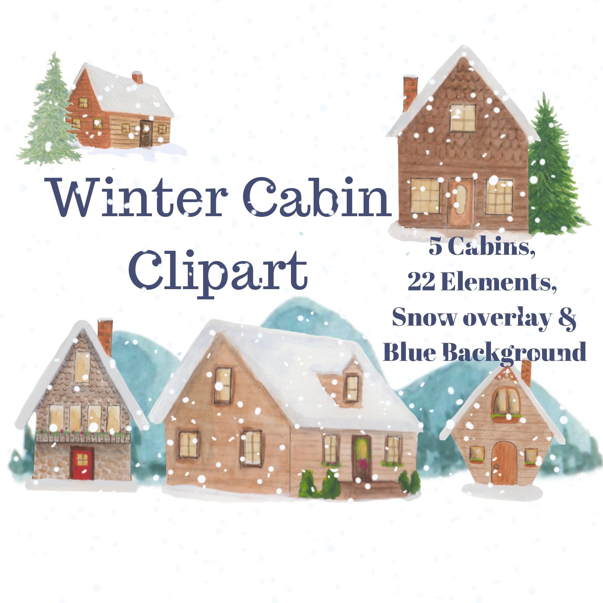 Winter Cabin Clipart,winter Clipart,christmas Clipart,winter Scene ...