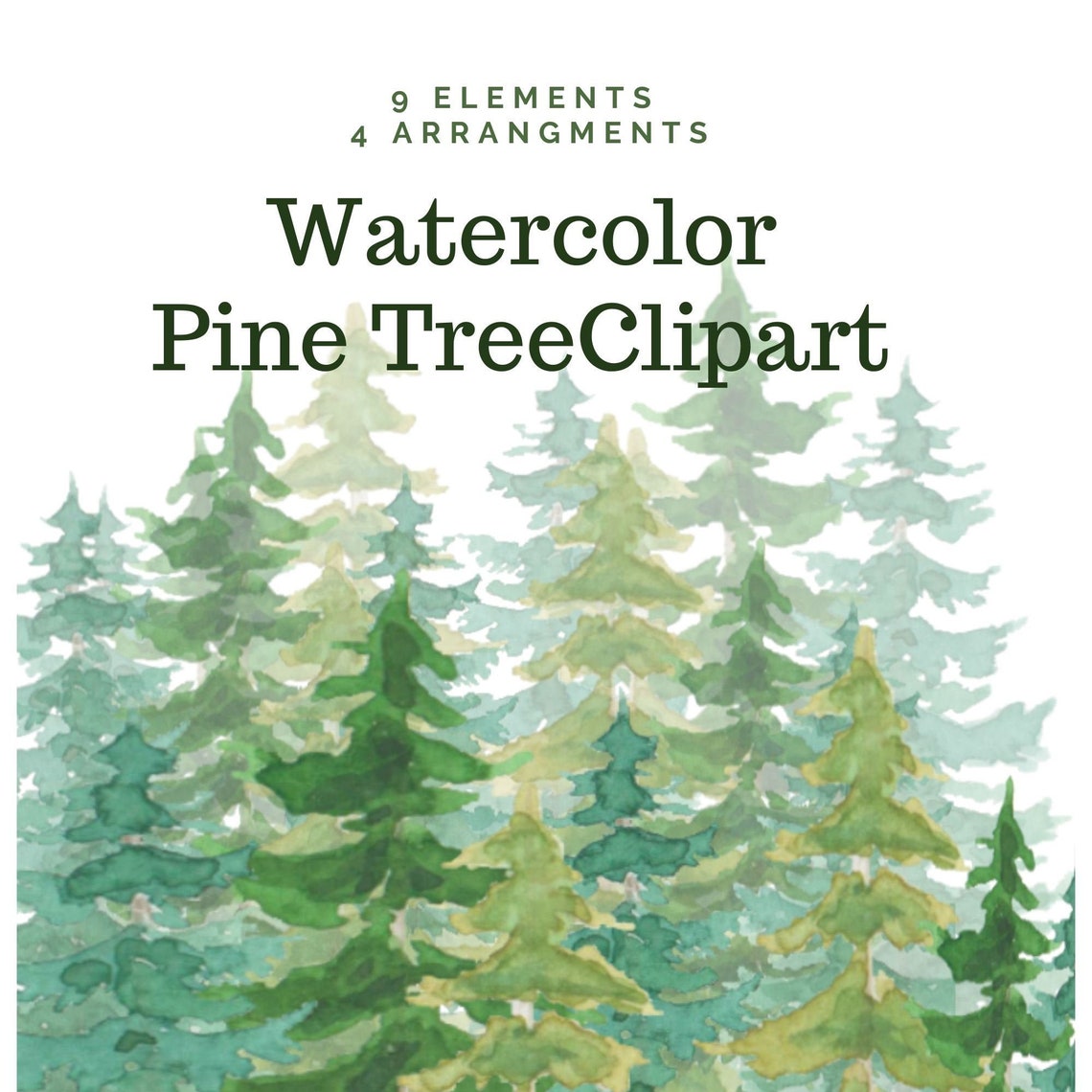 Watercolor Pine Tree Clipart, Instant Download,tree Clipart, Fir ...