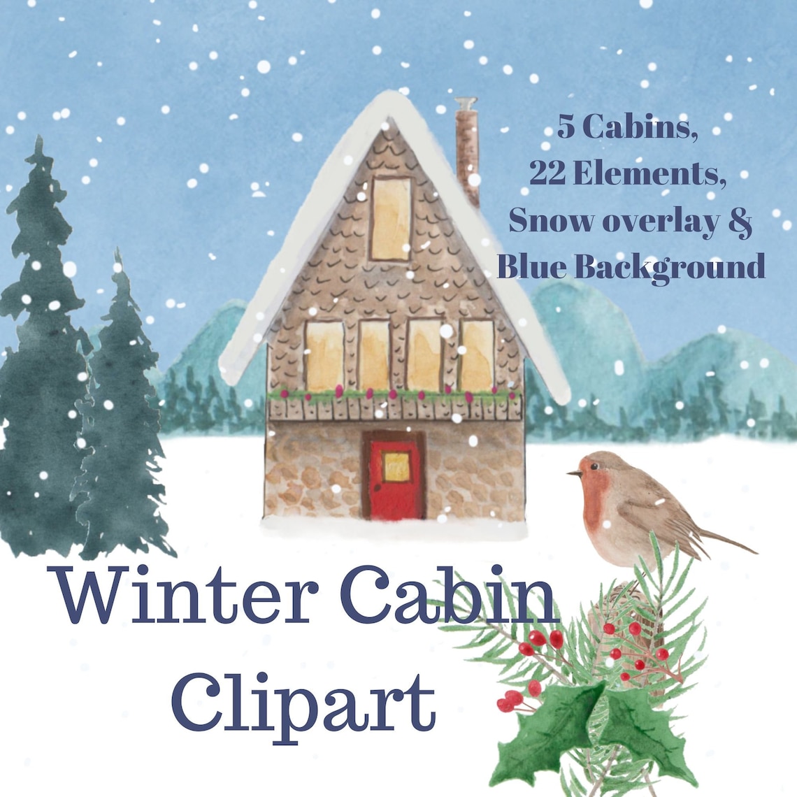 Winter Cabin Clipart,winter Clipart,christmas Clipart,winter Scene ...