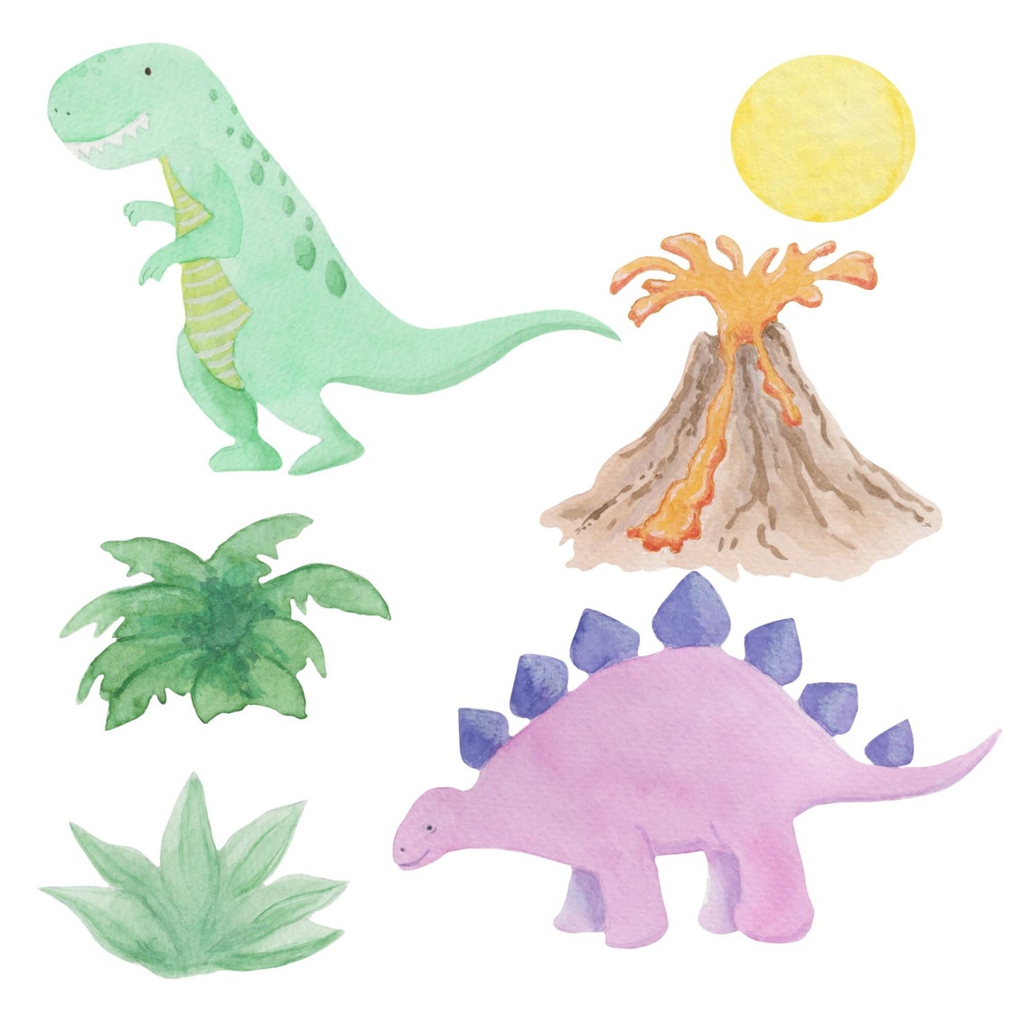 Watercolor Dinosaur Clipart Dinosaur Clipart Cute Dinosaur - Etsy