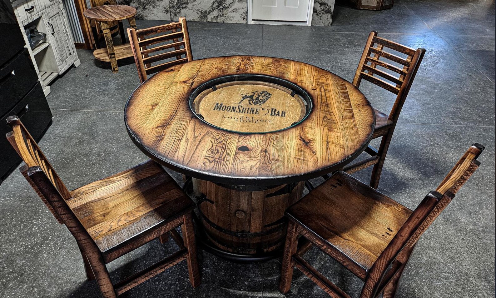 Whiskey Barrel Table With Door and Shelf - Etsy