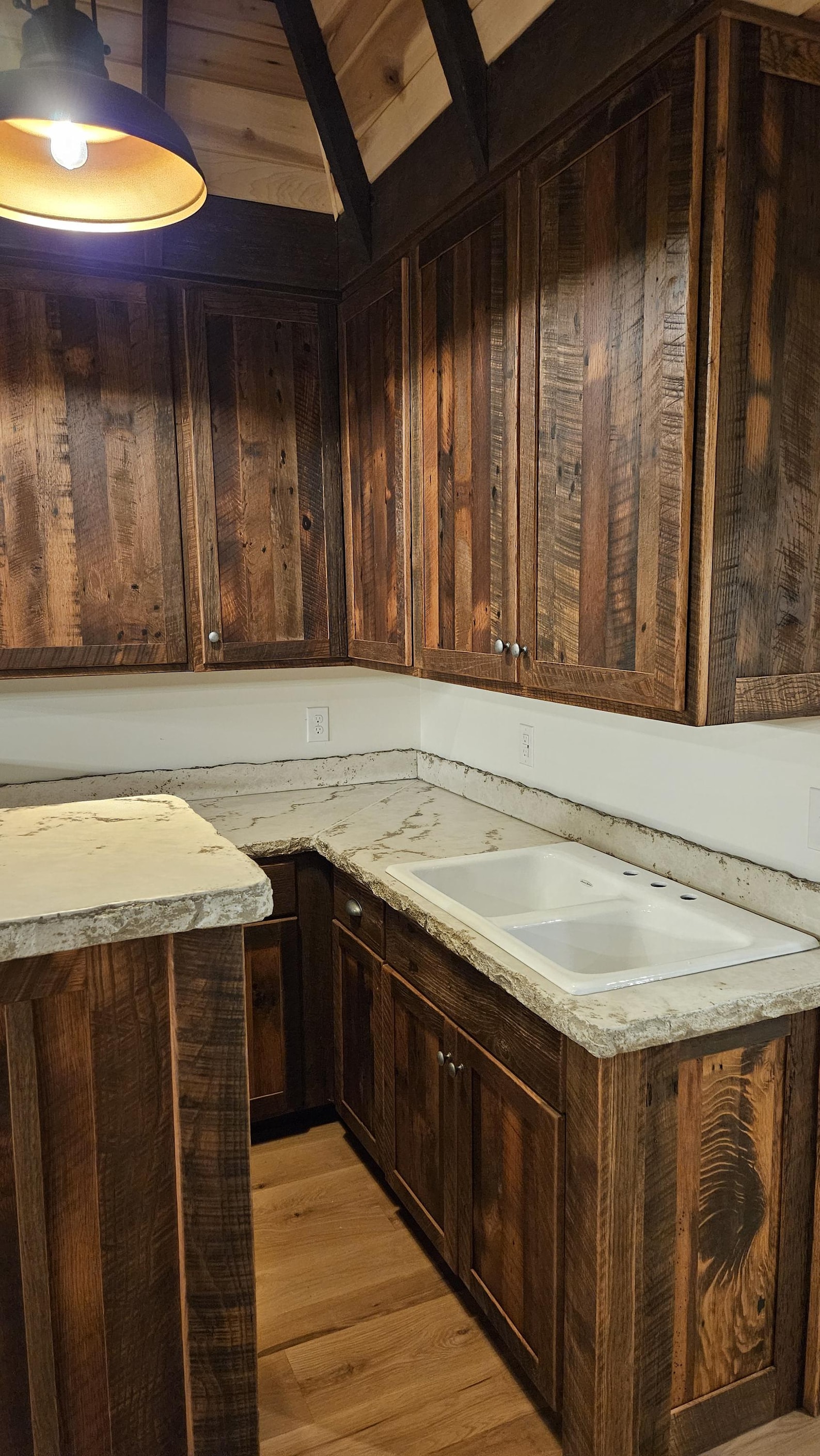 Barnwood Kitchen Cabinets and Concrete Countertops. - Etsy