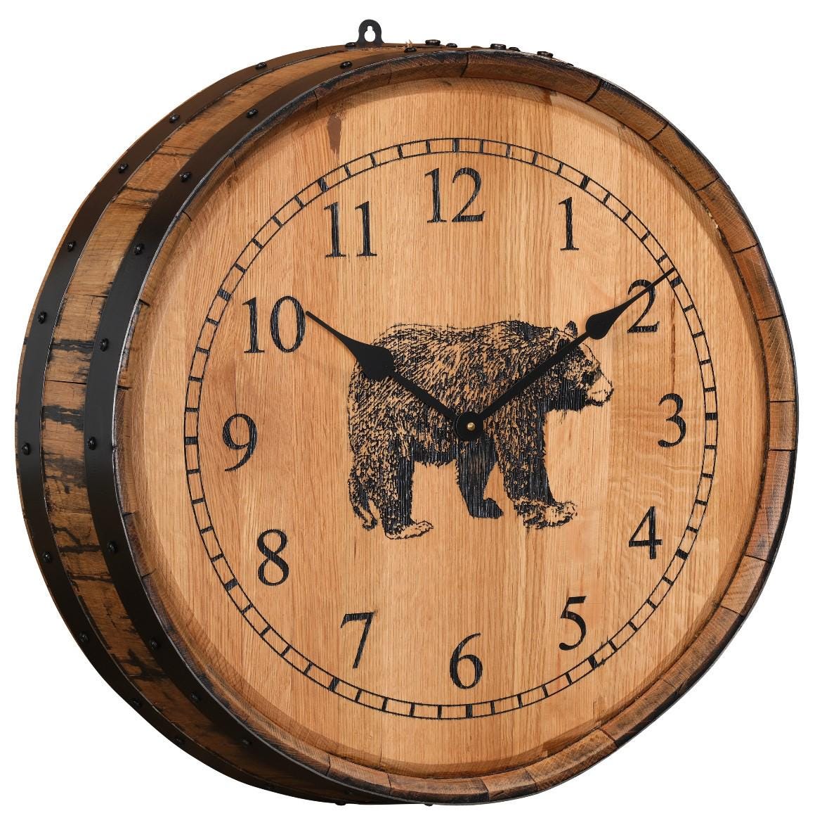 Whiskey Barrel Bear Clock - Etsy