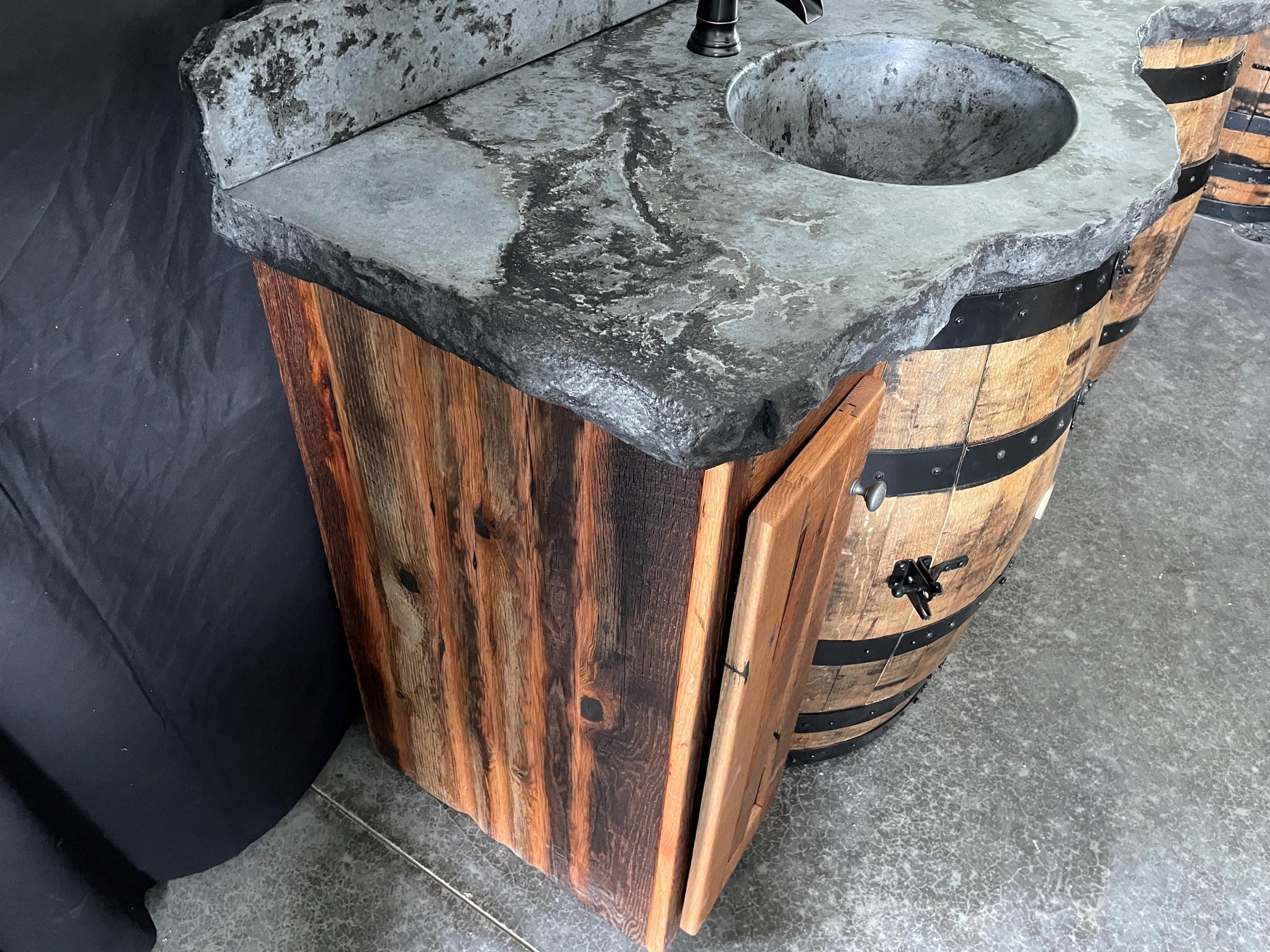 74'' Concrete Top Whiskey Barrel Vanity - Etsy