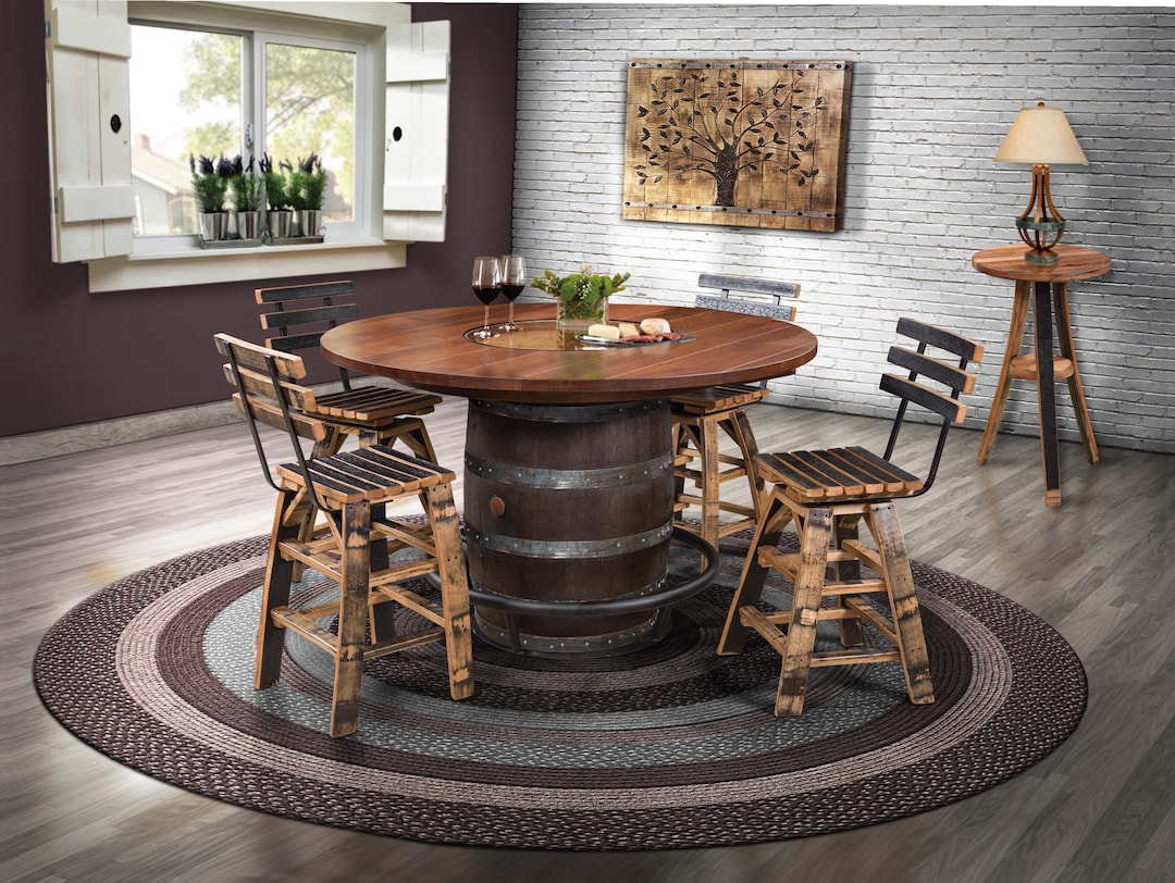 Whiskey Barrel Table Set - Etsy