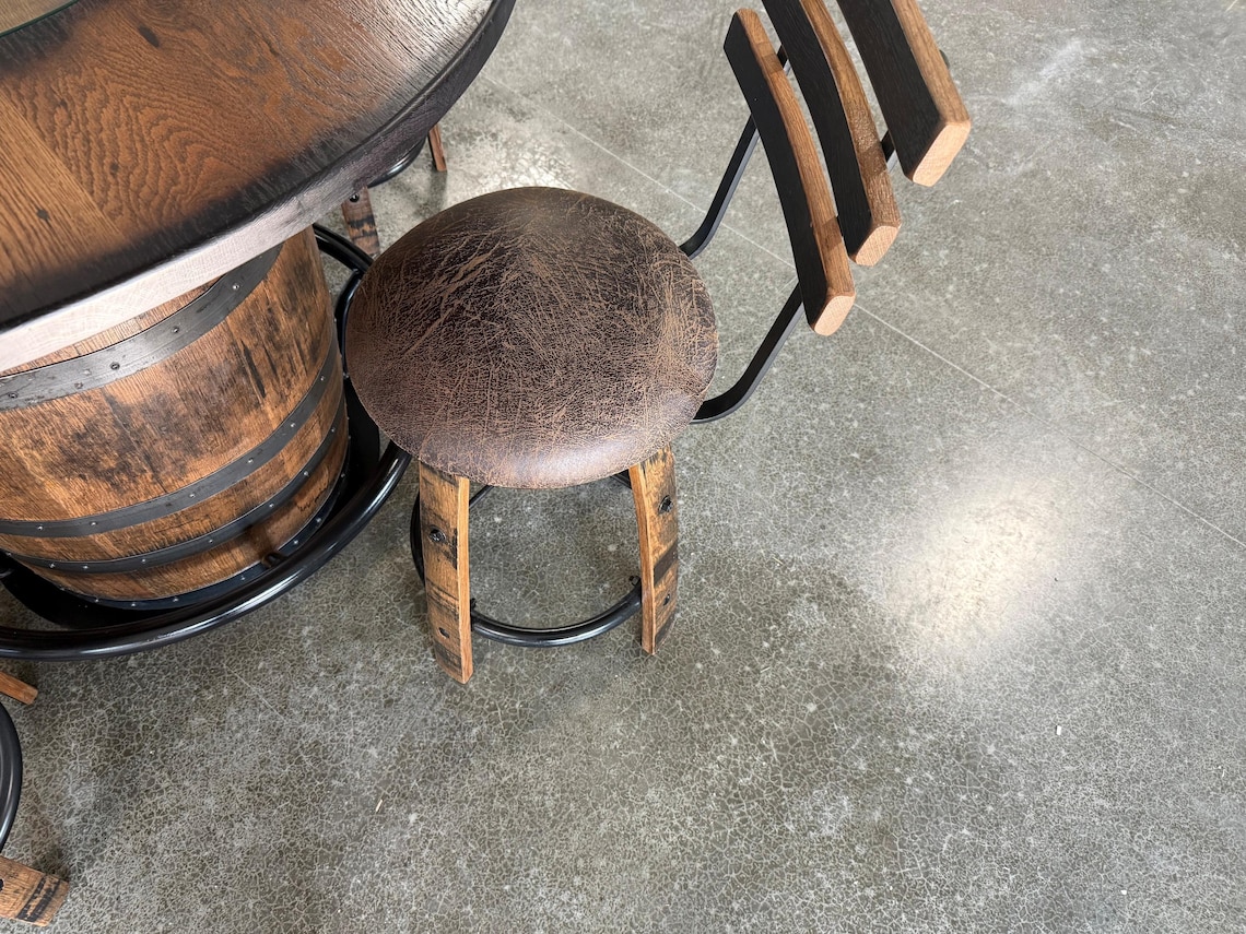 Whiskey Barrel Table Set With Burnished Top - Etsy