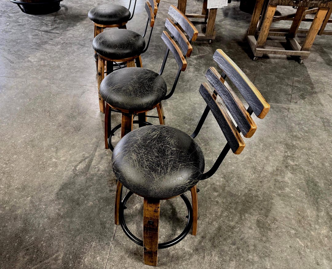 Whiskey Barrel Bar Stool With Natural Stain - Etsy