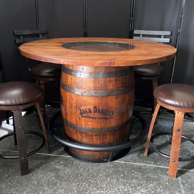 Whiskey Barrel Bar Stools - Etsy