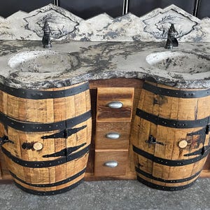 Double Whiskey Barrel Vanity - Etsy