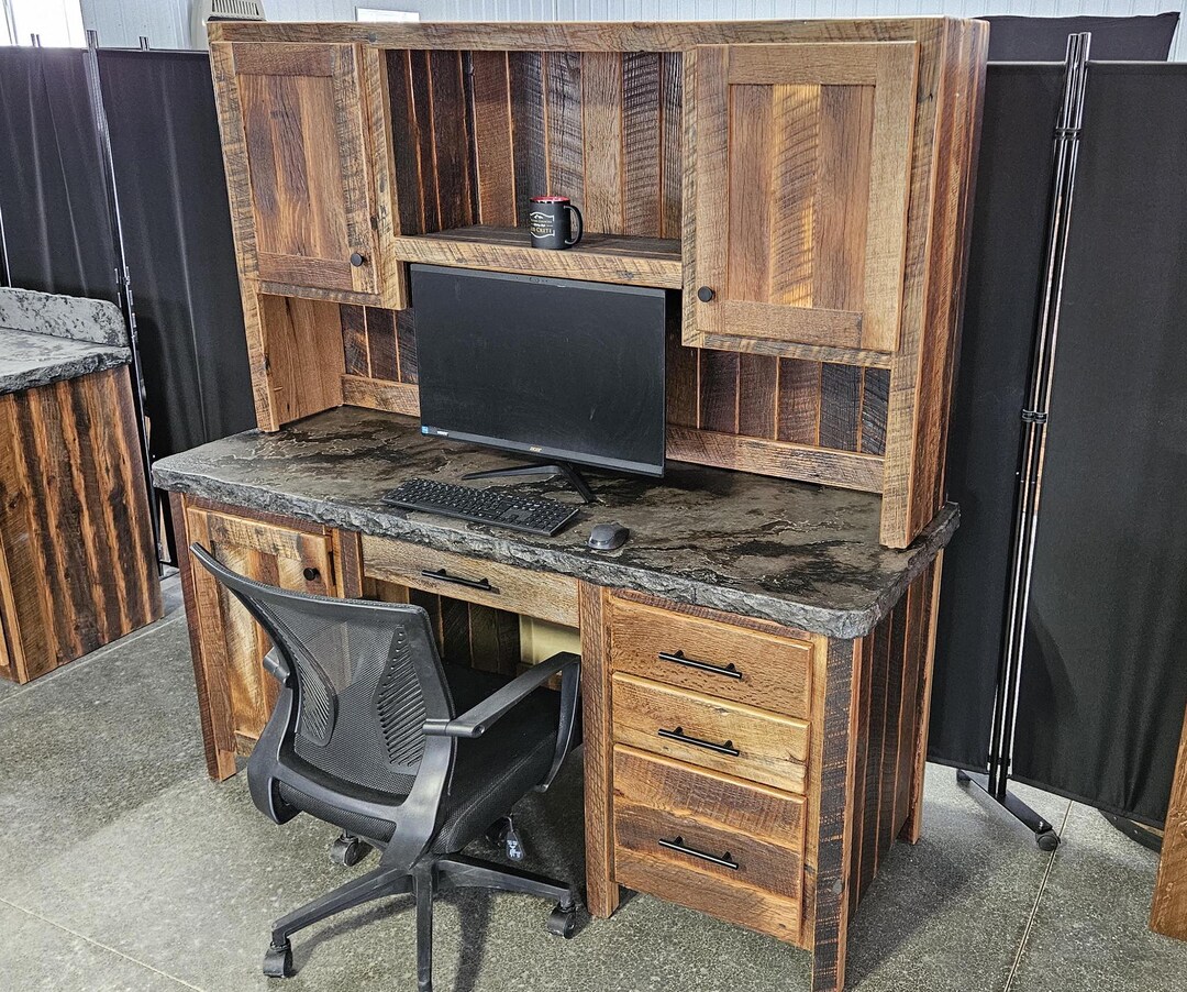 Reclaimed Barn Wood Desk With Concrete Top - Etsy