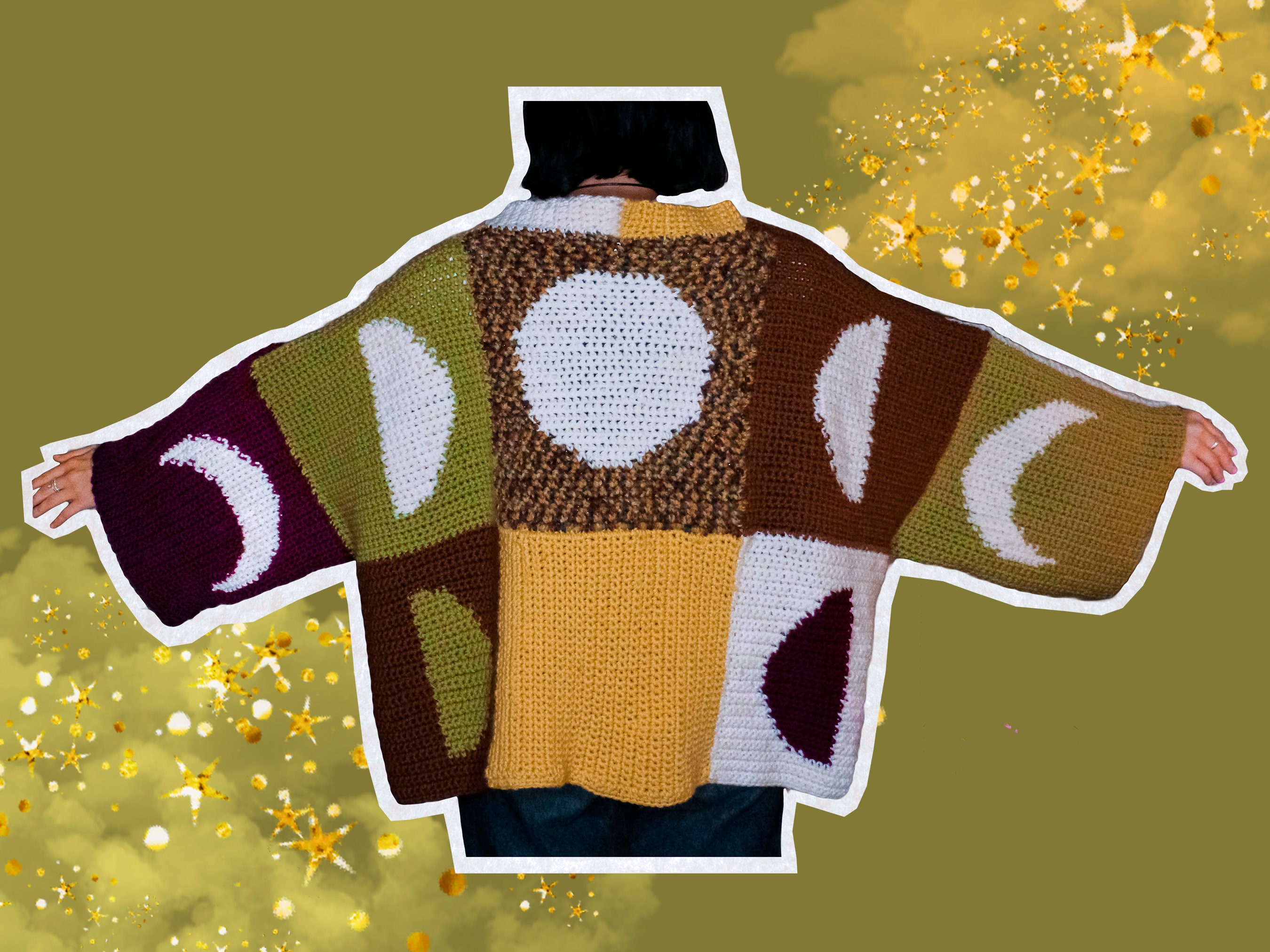 Moon Phases Oversized Cardigan Crochet Pattern - Etsy