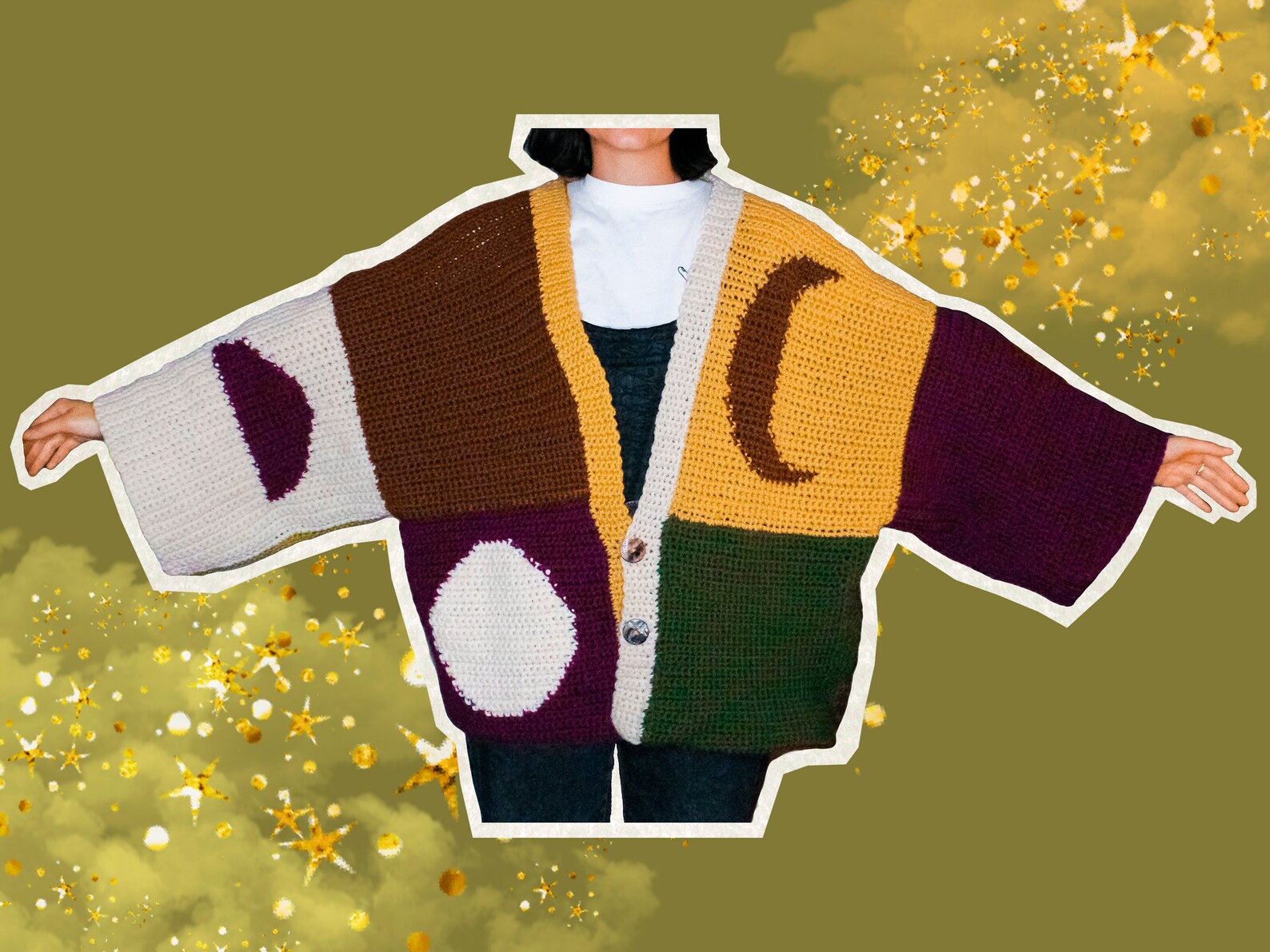 Moon Phases Oversized Cardigan Crochet Pattern - Etsy