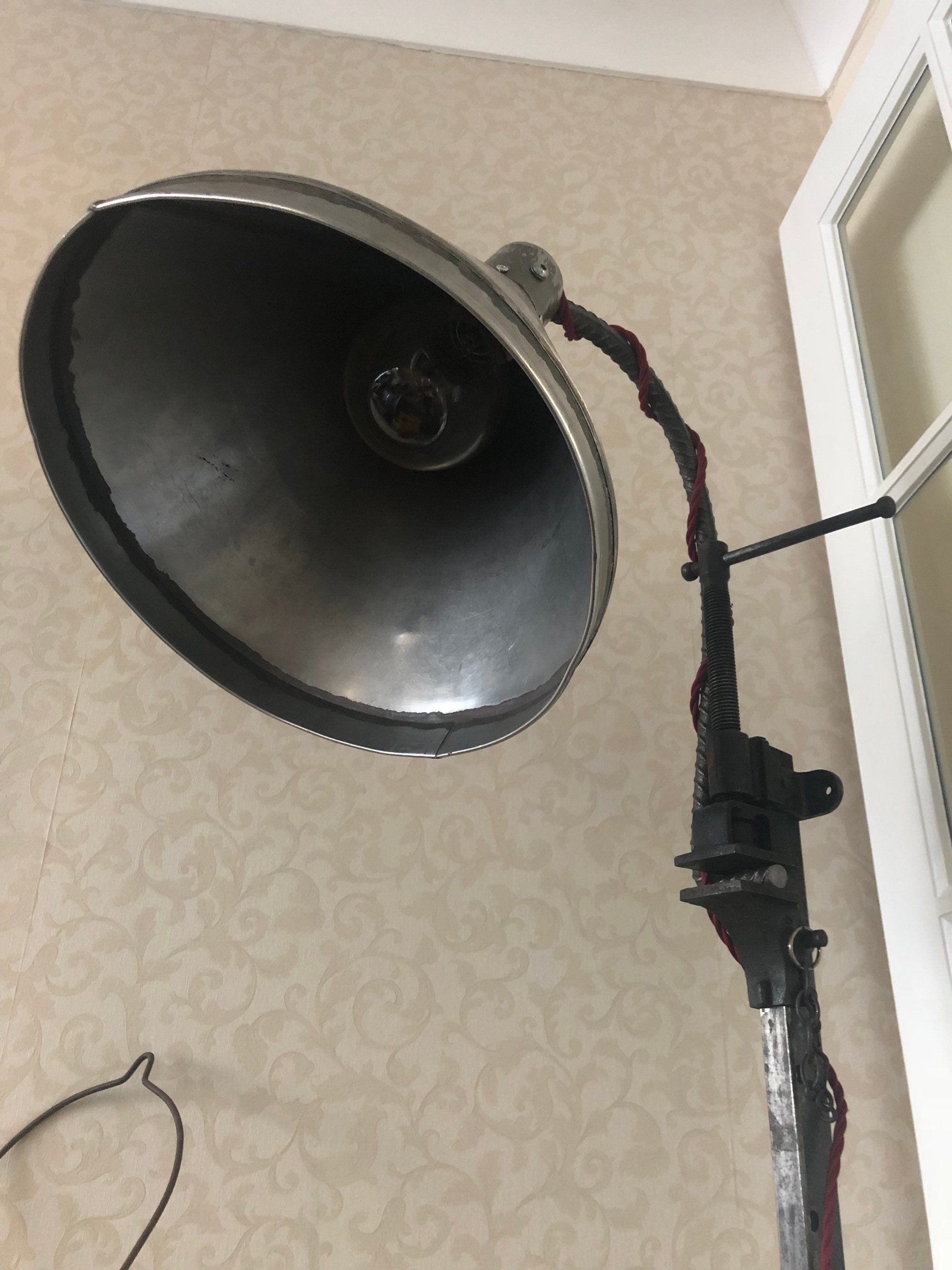 Large Industrial Floor Standing Lamp Heavy Metal Large Vintage Bulb and ...