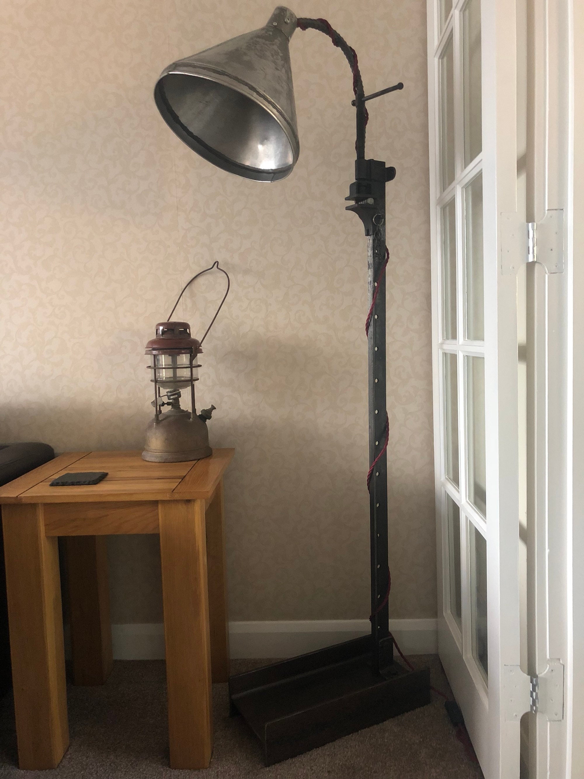 Large Industrial Floor Standing Lamp Heavy Metal Large Vintage Bulb and ...