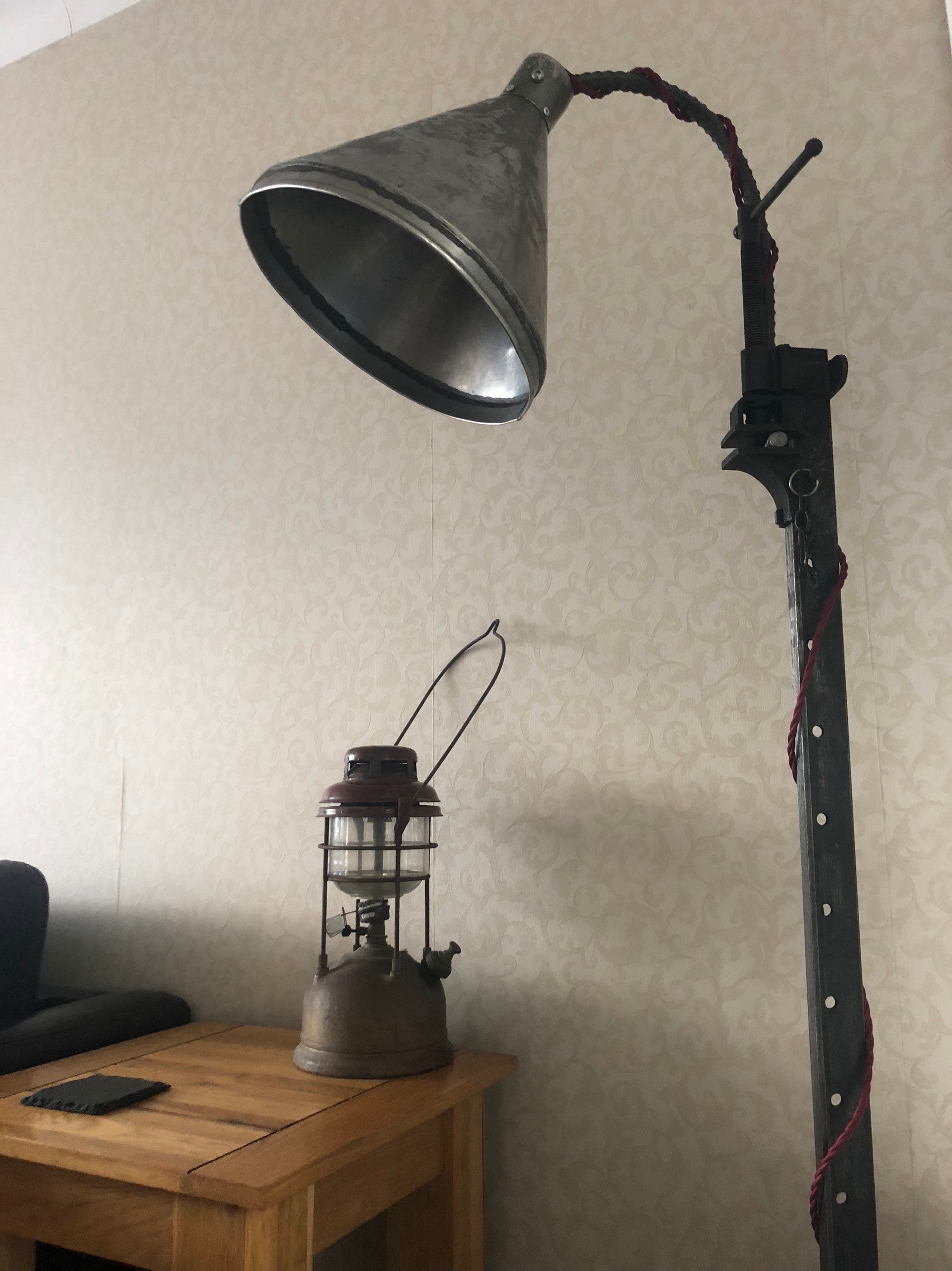 Large Industrial Floor Standing Lamp Heavy Metal Large Vintage Bulb and ...