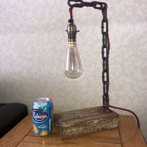 Industrial Chain Link Desk or Table Lamp Edison Bulb, Vintage Cable - Etsy