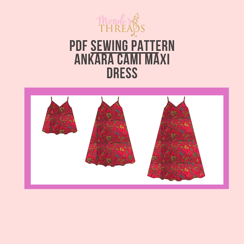 Ankara Maxi Dress Sewing Pattern | Cami Dress, XS-3X (PDF) - Etsy