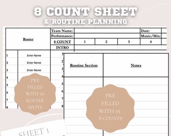 Cheer Routine Sheet - Etsy
