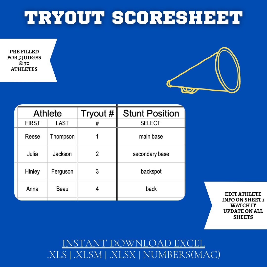 Tryout Scoresheet | CHEER & DANCE | Routine Planning | Instant DOWNLOAD ...