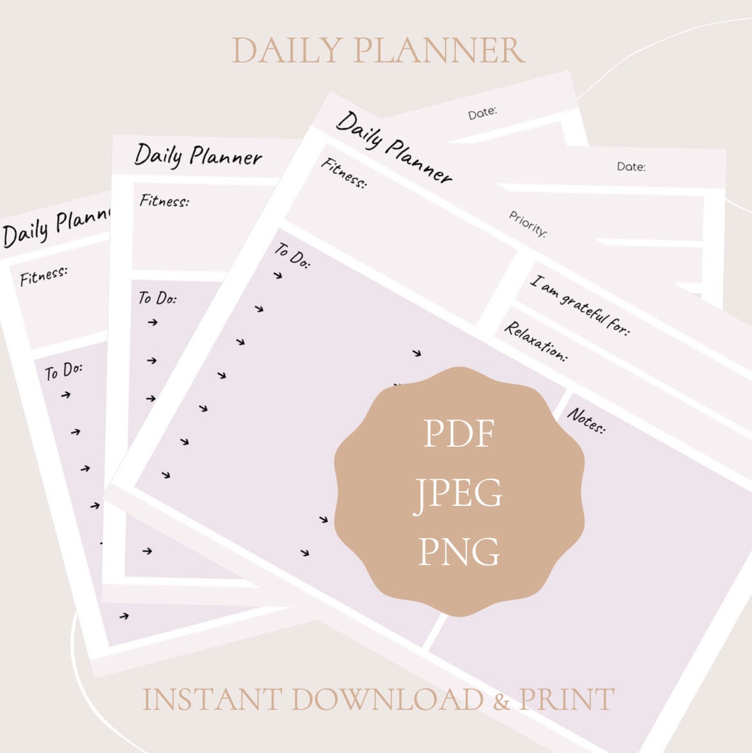 Daily Planner Sheet - Pink - Printable - Downloadable - Etsy