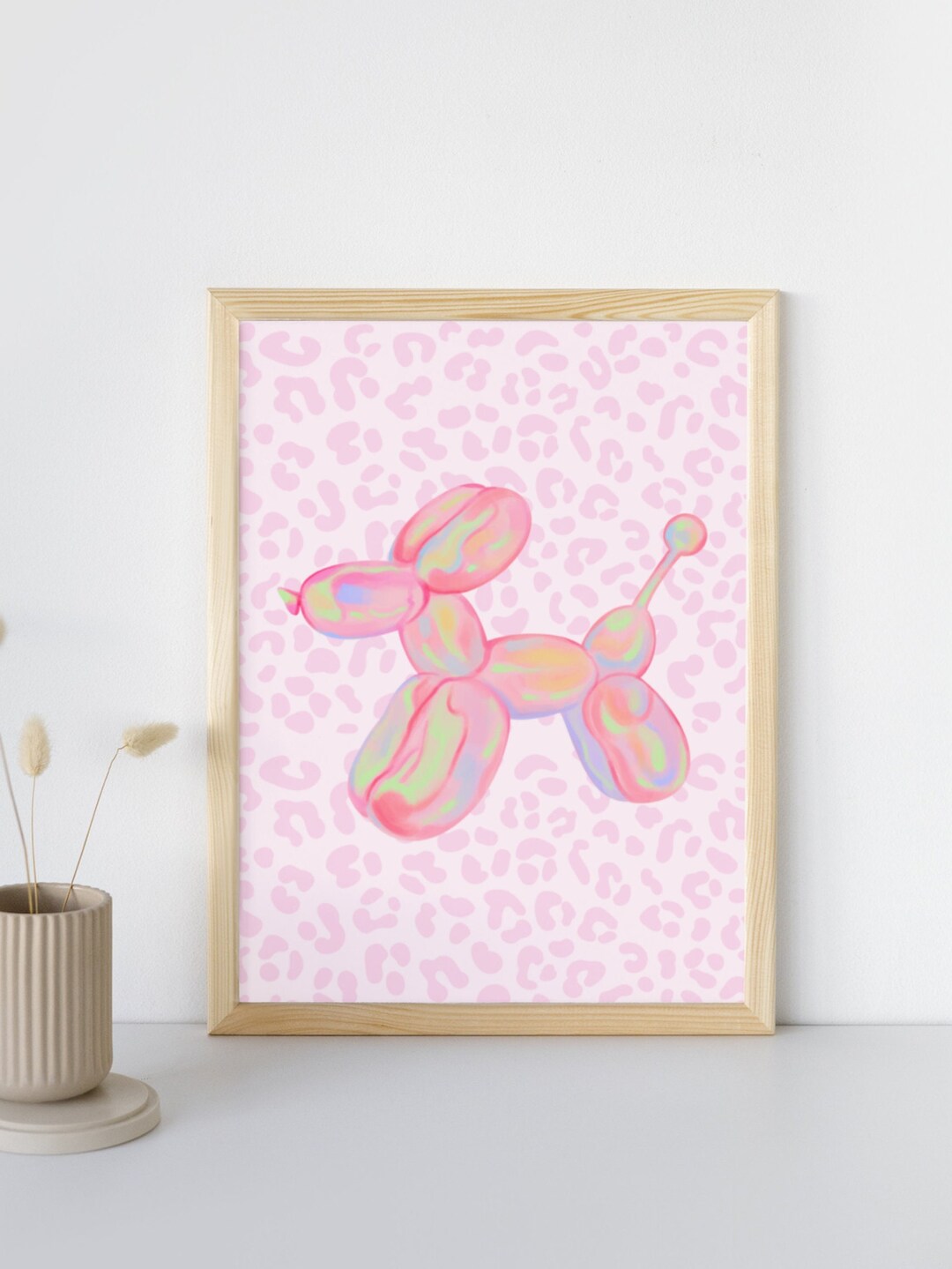 Dog Balloon Preppy Digital Wall Art, Print, Preppy Poster, Fun Playful ...
