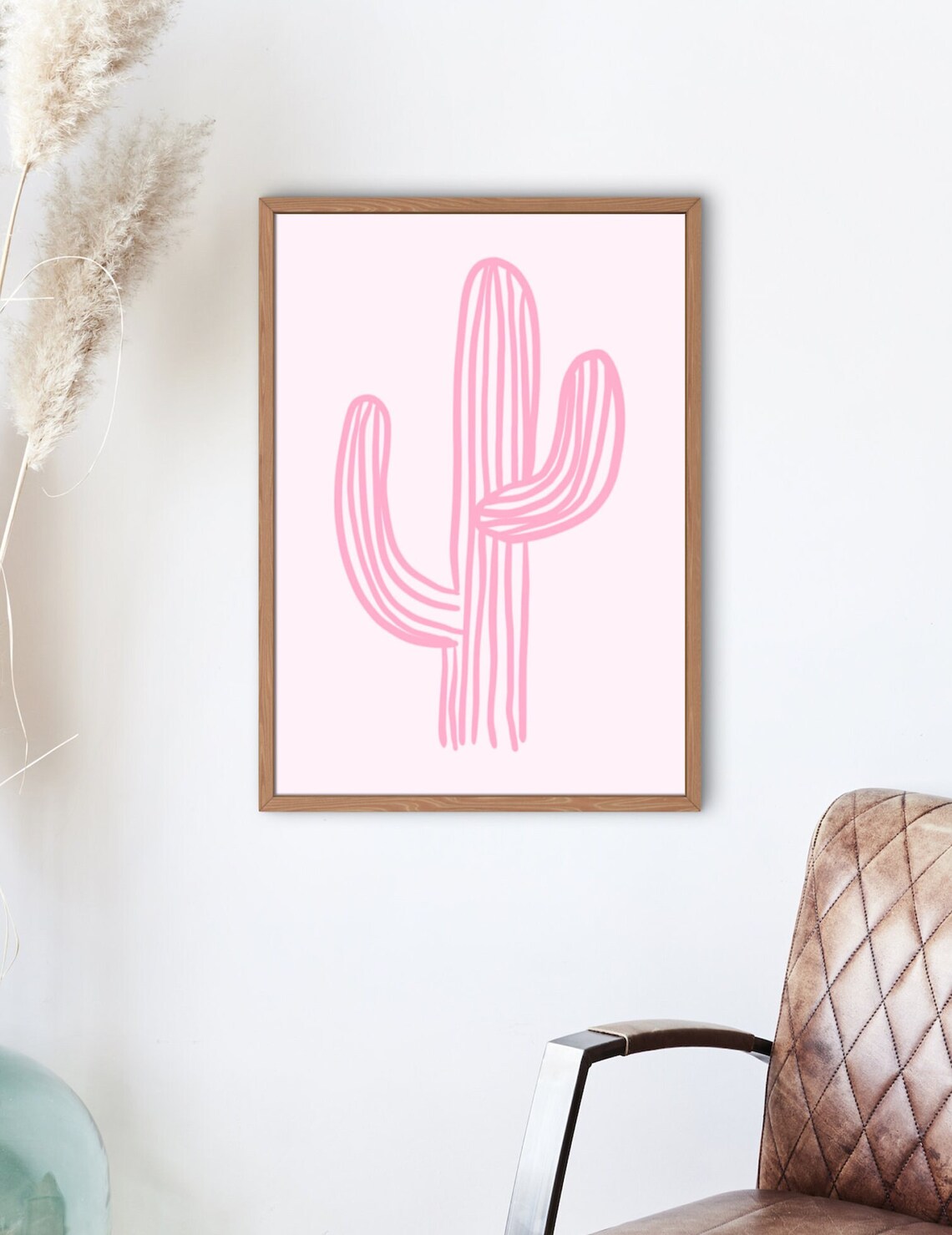 Pink Cactus Wall Art, Pastel Print, Preppy Poster, Fun Playful Pink ...