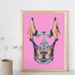 Pink Doberman Wall Art, Pastel Print, Preppy Dog Poster, Fun Playful ...