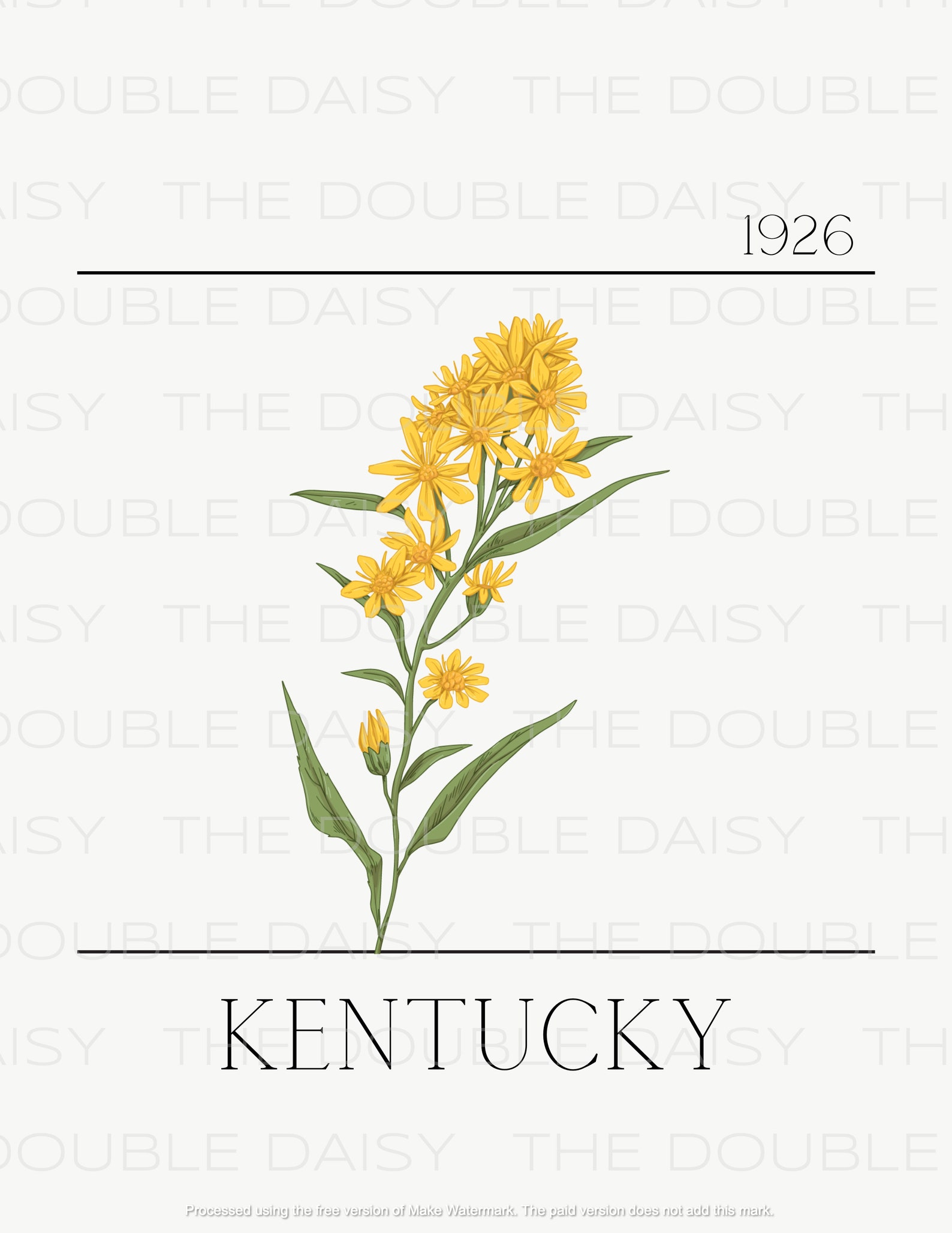Kentucky State Flower Digital Wall Art, Black White Print Poster ...