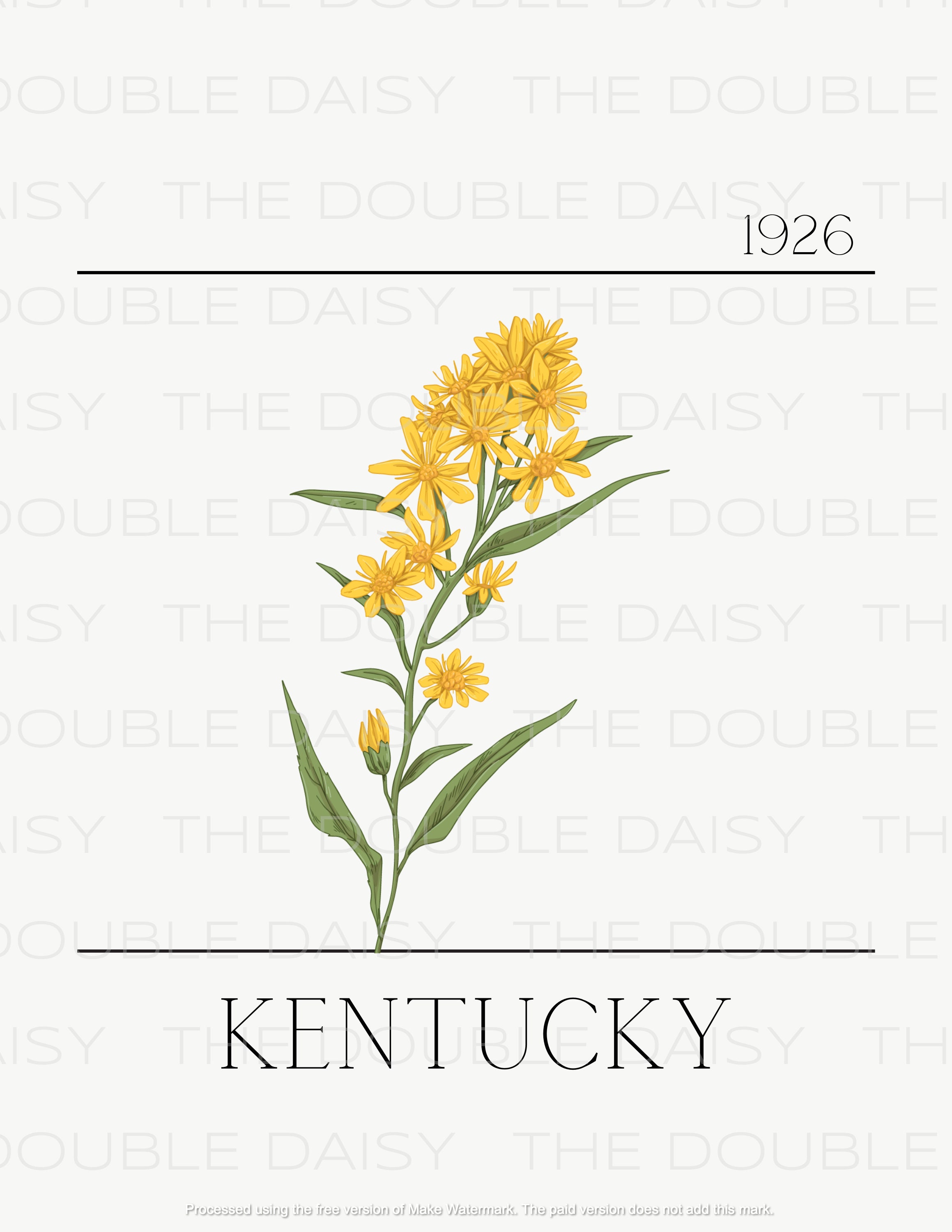 Kentucky State Flower Digital Wall Art, Black White Print Poster ...