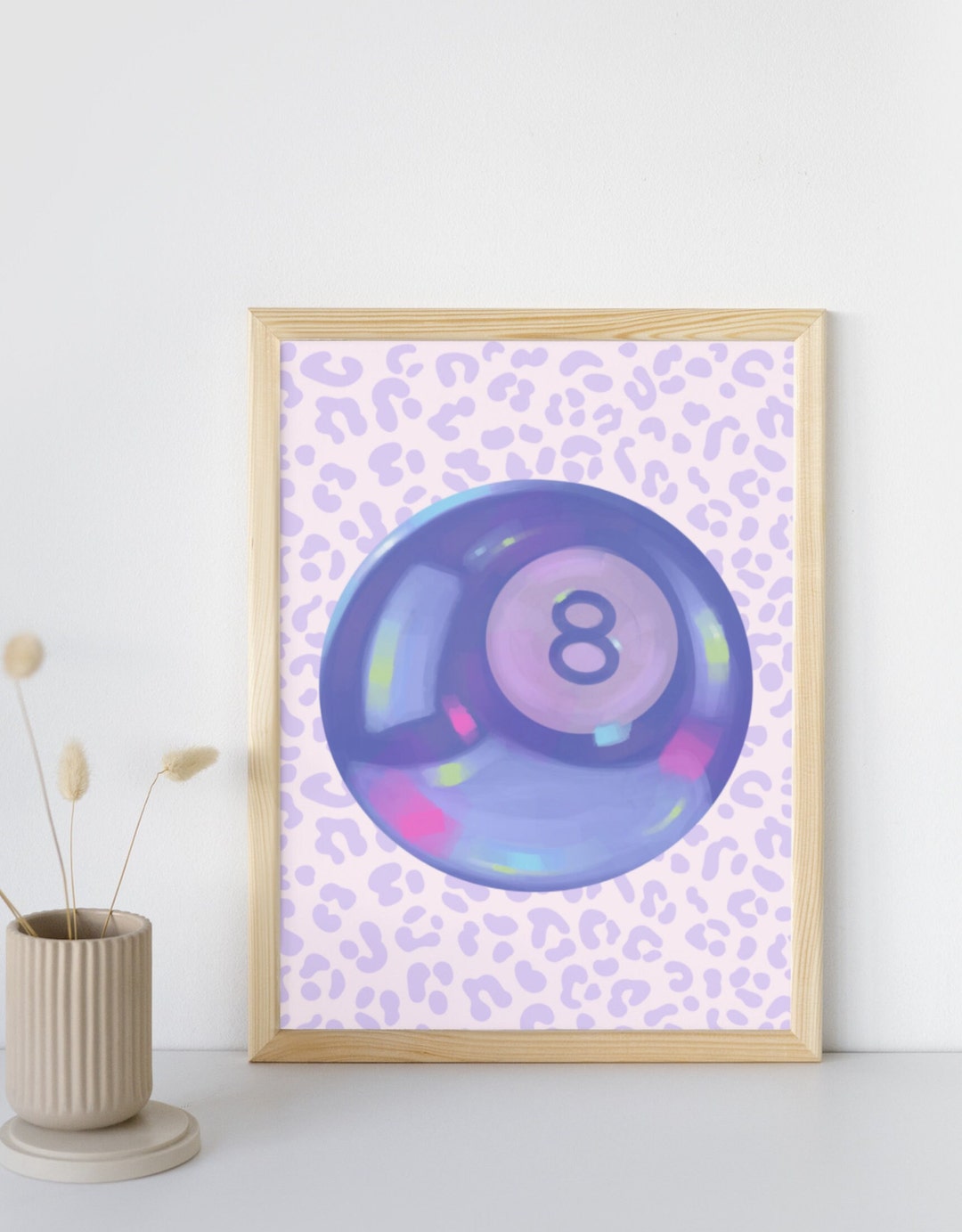 8 Ball Preppy Wall Art, Pastel Print, Preppy Poster, Fun Playful Purple ...