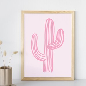 Pink Cactus Wall Art, Pastel Print, Preppy Poster, Fun Playful Pink ...
