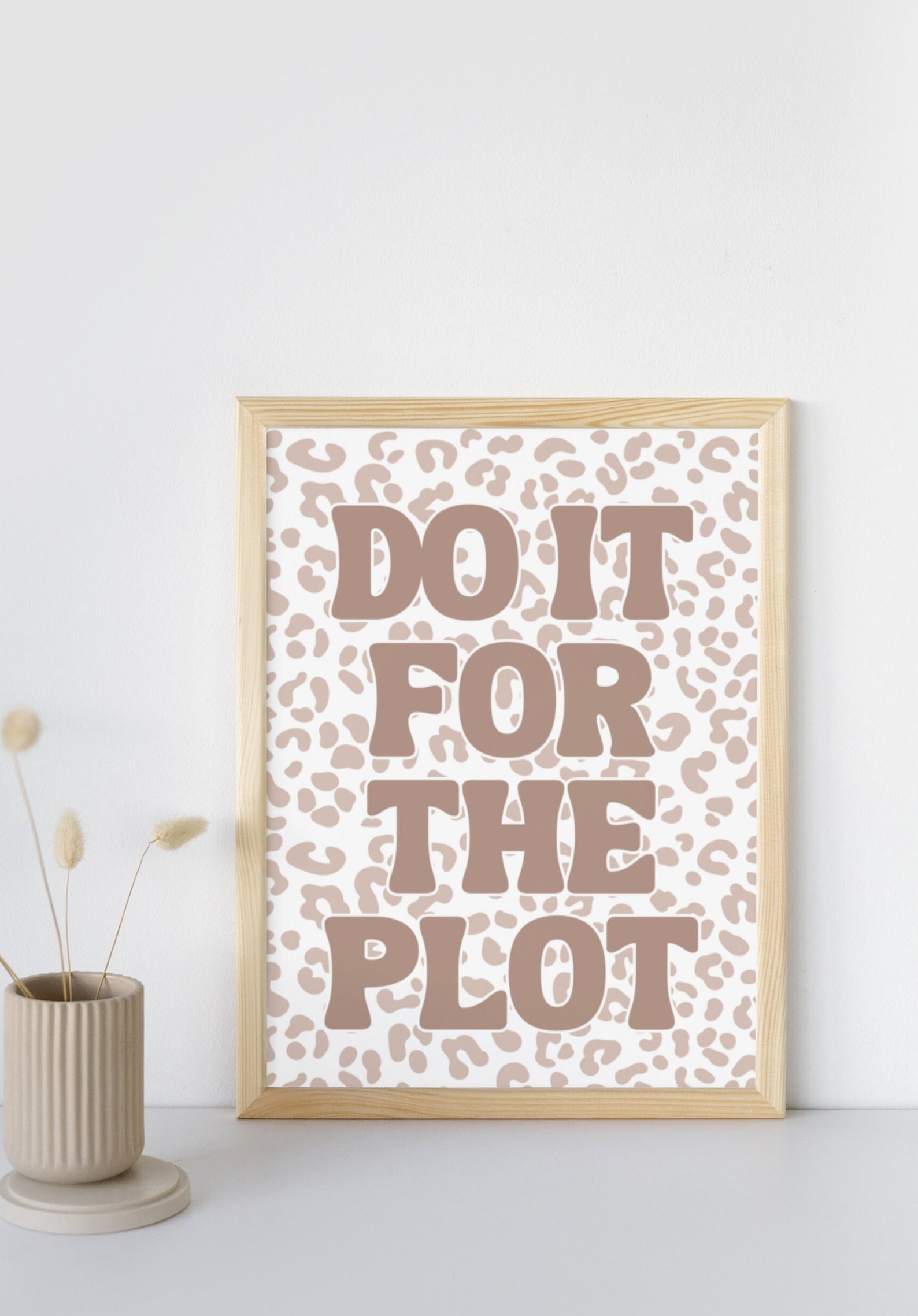 Do It for the Plot Digital Wall Art, Pastel Print Poster, Beige ...