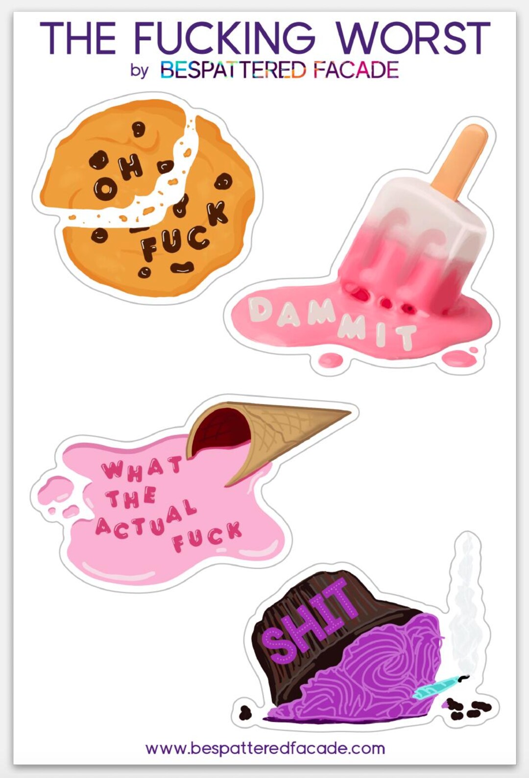 Bespattered Facade the F*cking Worst Sticker Sheet - Etsy
