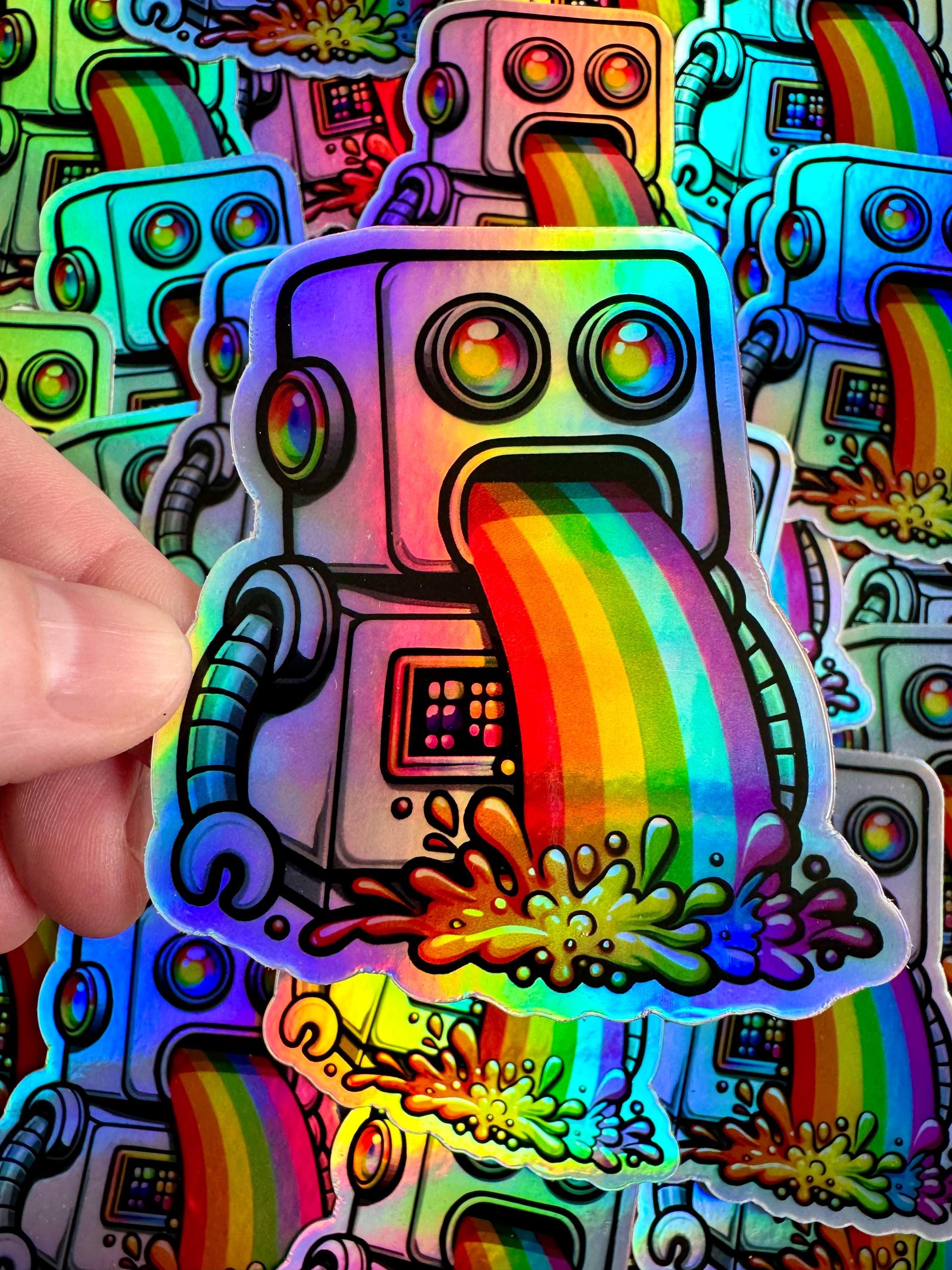 The "bts at Bespattered Facade" Holographic Rainbow Robot Sticker - Etsy