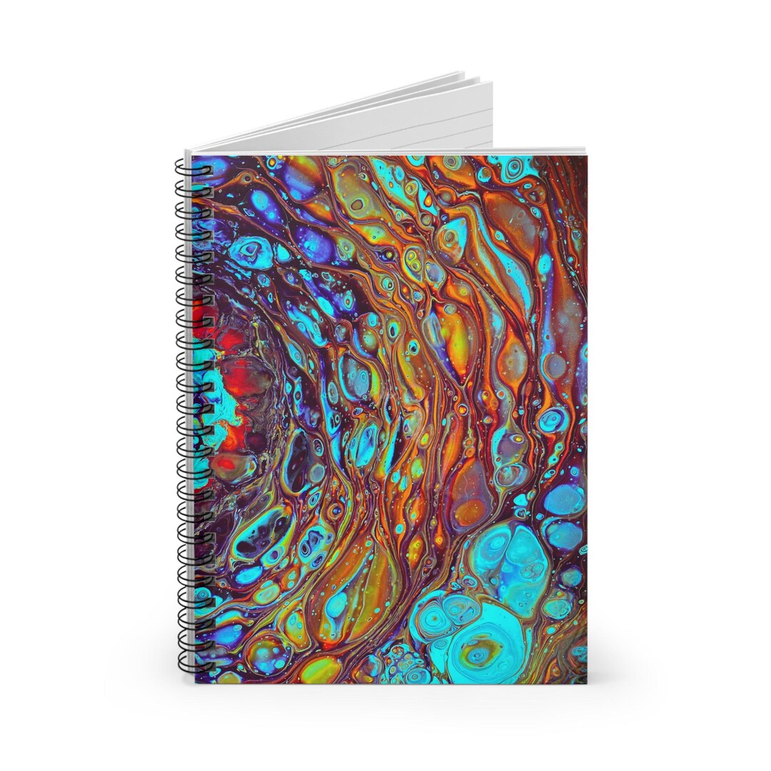 Fluid Art Rainbow Vortex Spiral Notebook, Ruled Line Pages, Bespattered ...