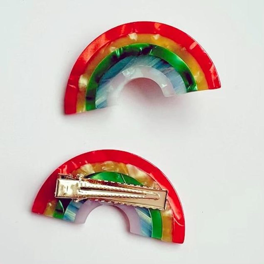 Set of 2 Rainbow Acetate Alligator Hair Clips - Etsy