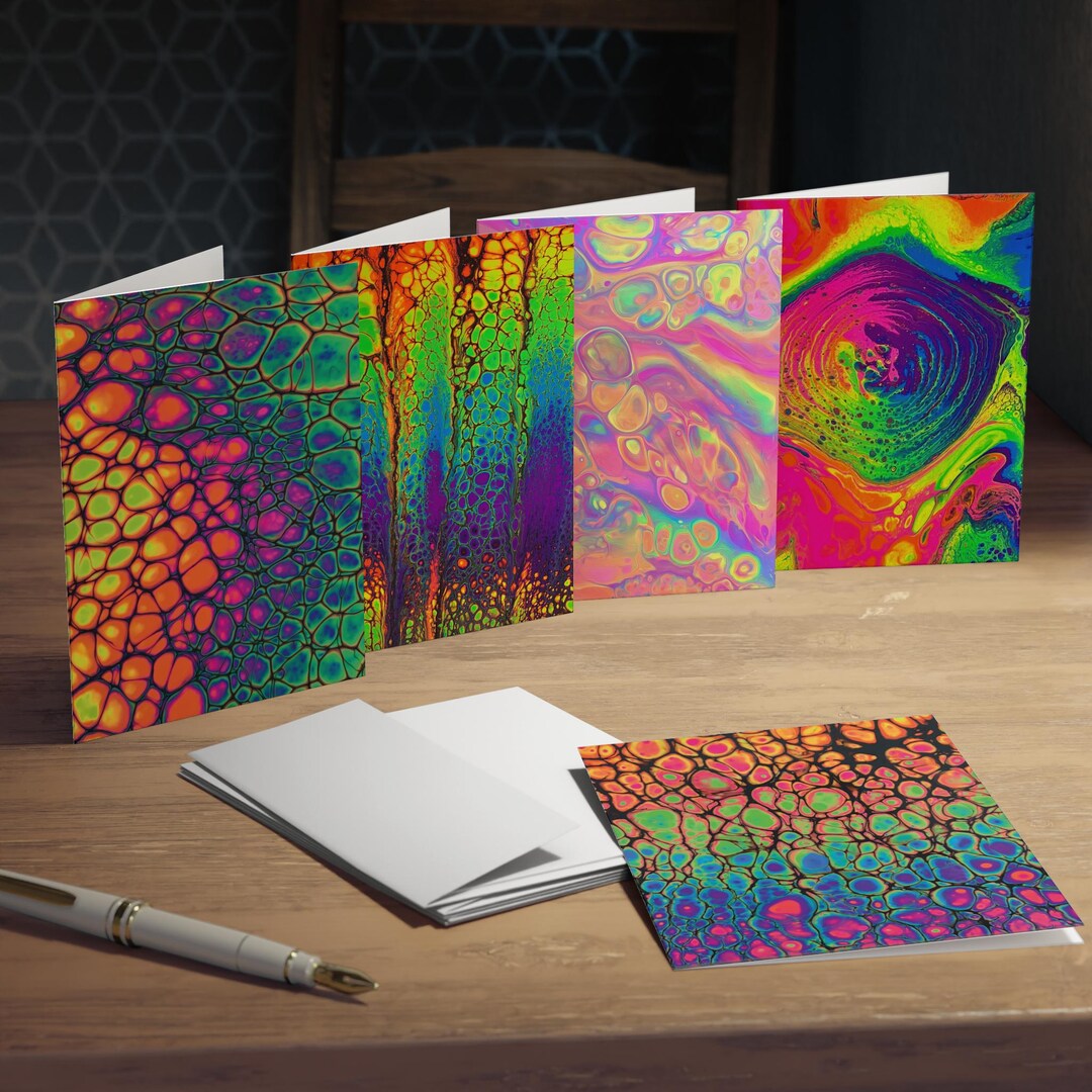 Greeting Cards, Neon Abstract Art 5-pack - Blank Inside - Etsy