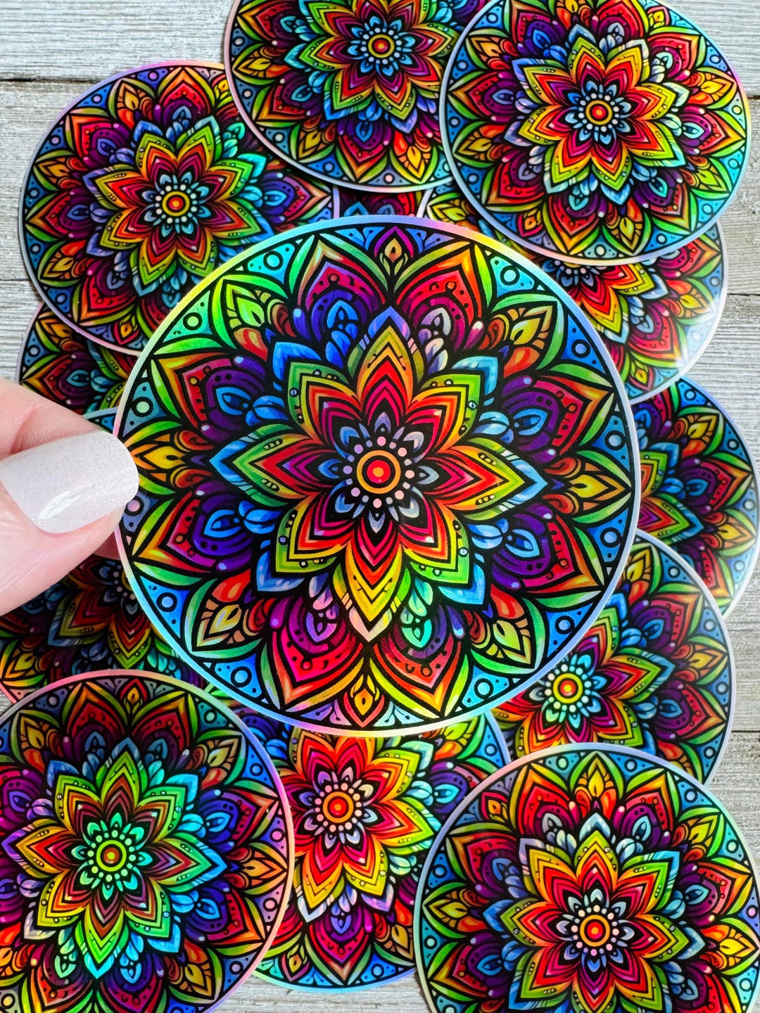 Bespattered Facade Holographic Rainbow Floral Mandala Vinyl Decal ...