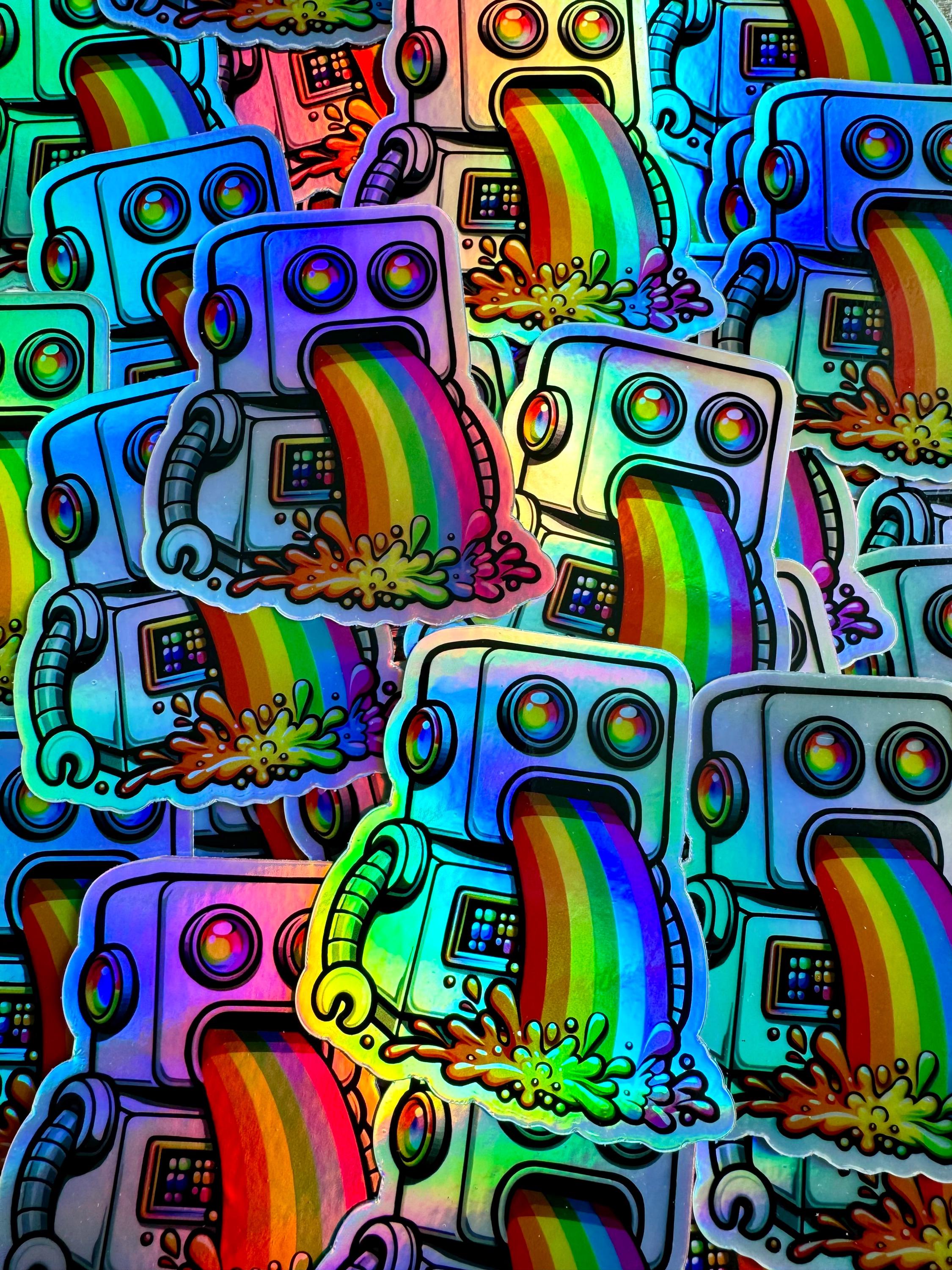 The "bts at Bespattered Facade" Holographic Rainbow Robot Sticker - Etsy