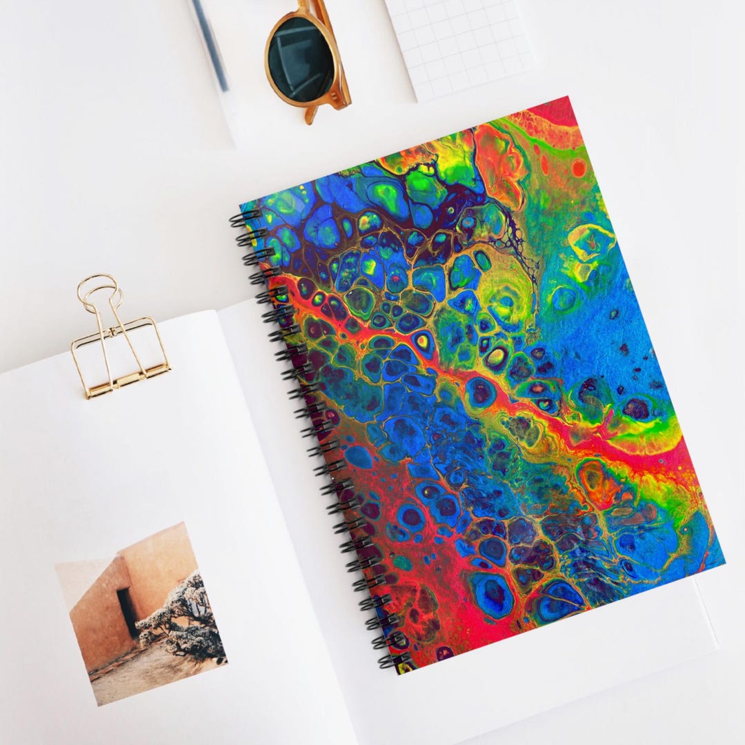 Bespattered Facade Rainbow Spiral Notebook - Lined Pages Colorful Soft ...