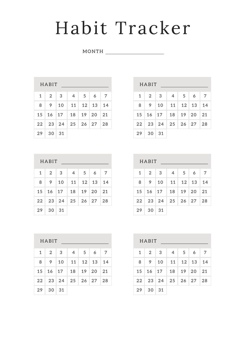 Habit Tracker Bundle, Instant PDF Download, Track Habits - Etsy