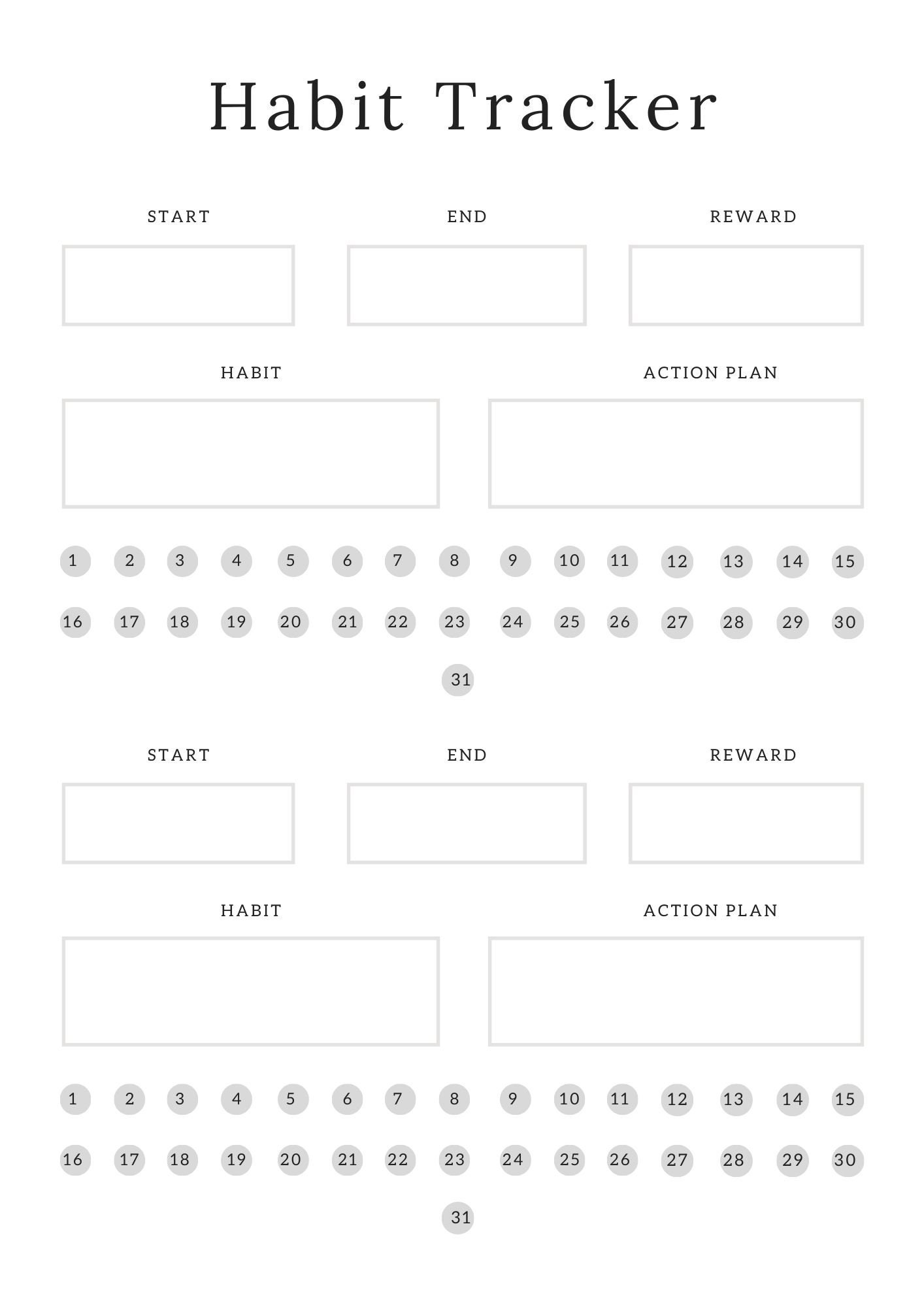 Habit Tracker Bundle, Instant PDF Download, Track Habits - Etsy